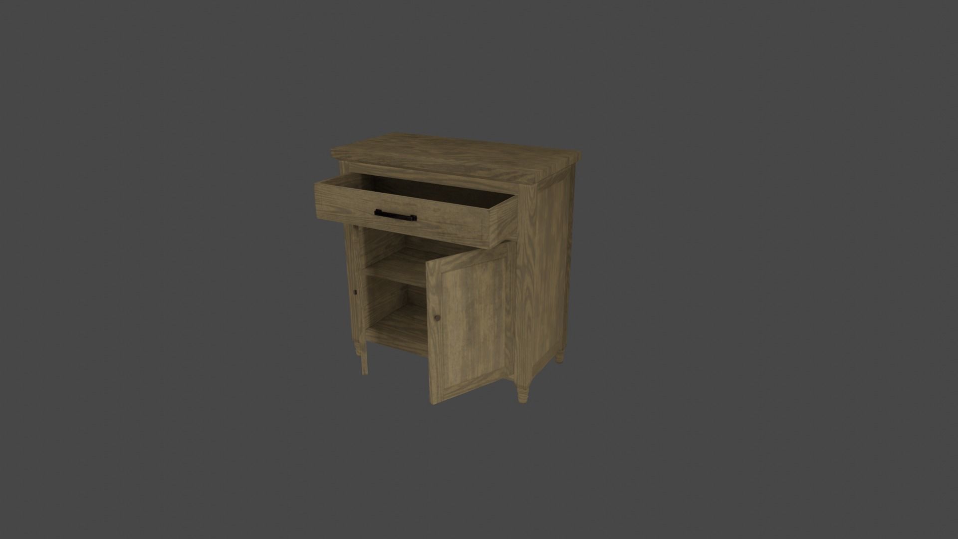 Wooden Bedside Table Number 1 VideoGame Unity PBR free VR / AR / low ...