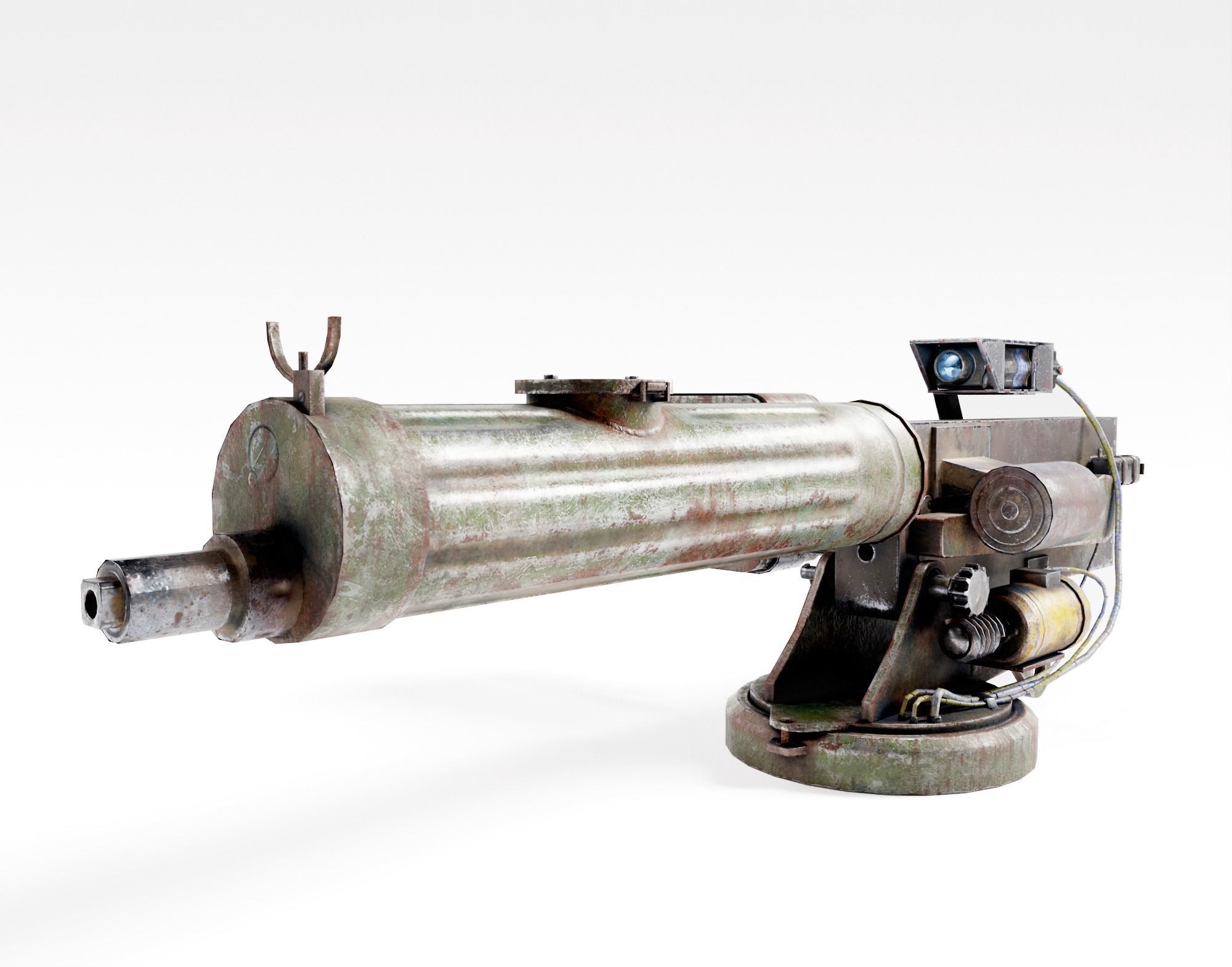 3D model Machinegun post-apocalypse turret Maxim da1 rf1 VR / AR / low ...