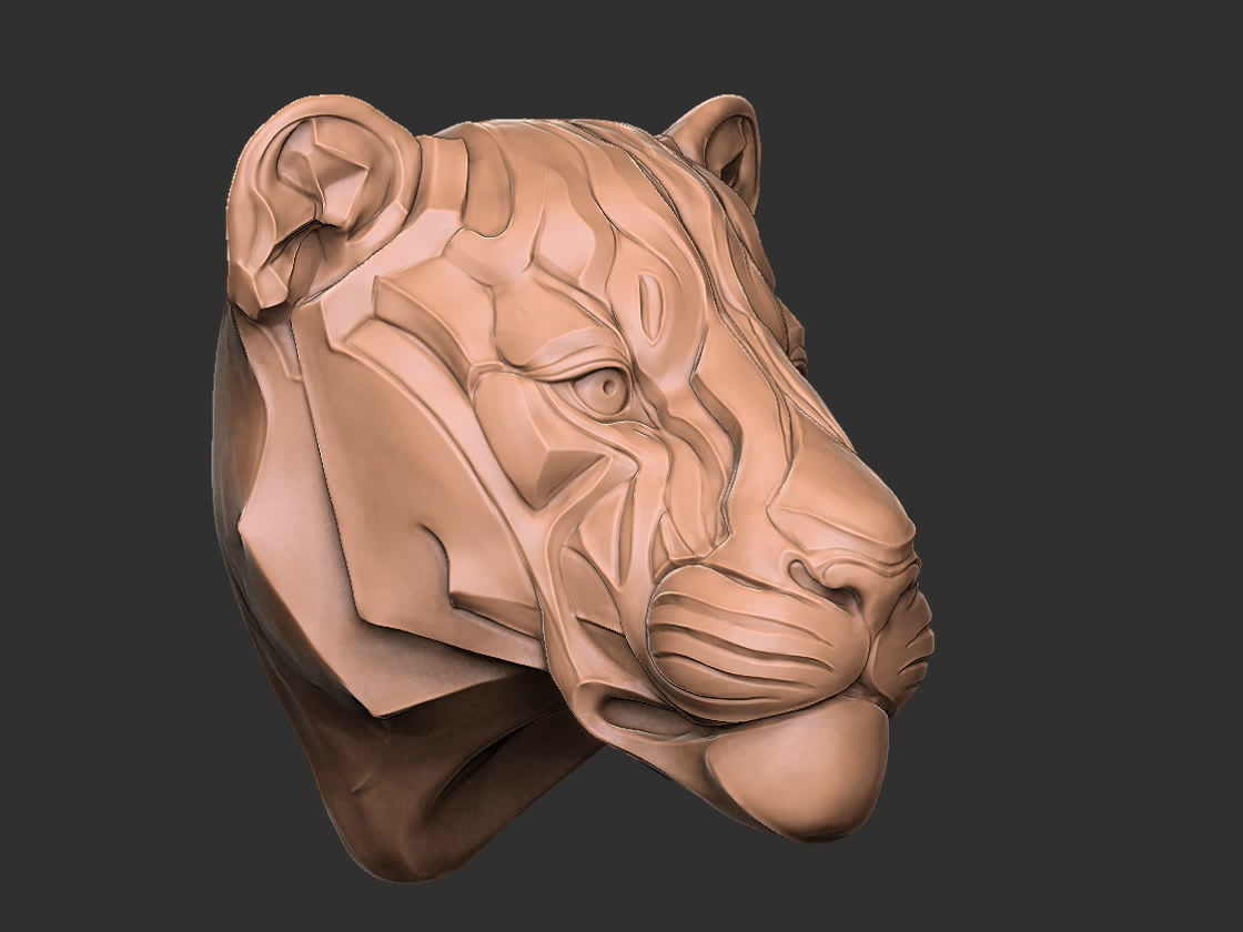 Tiger head wall decoration statue 3D model 3D printable | CGTrader