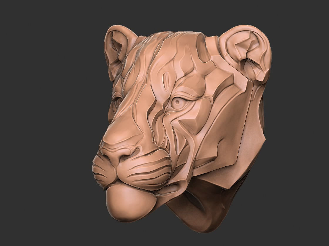Tiger head wall decoration statue 3D model 3D printable | CGTrader
