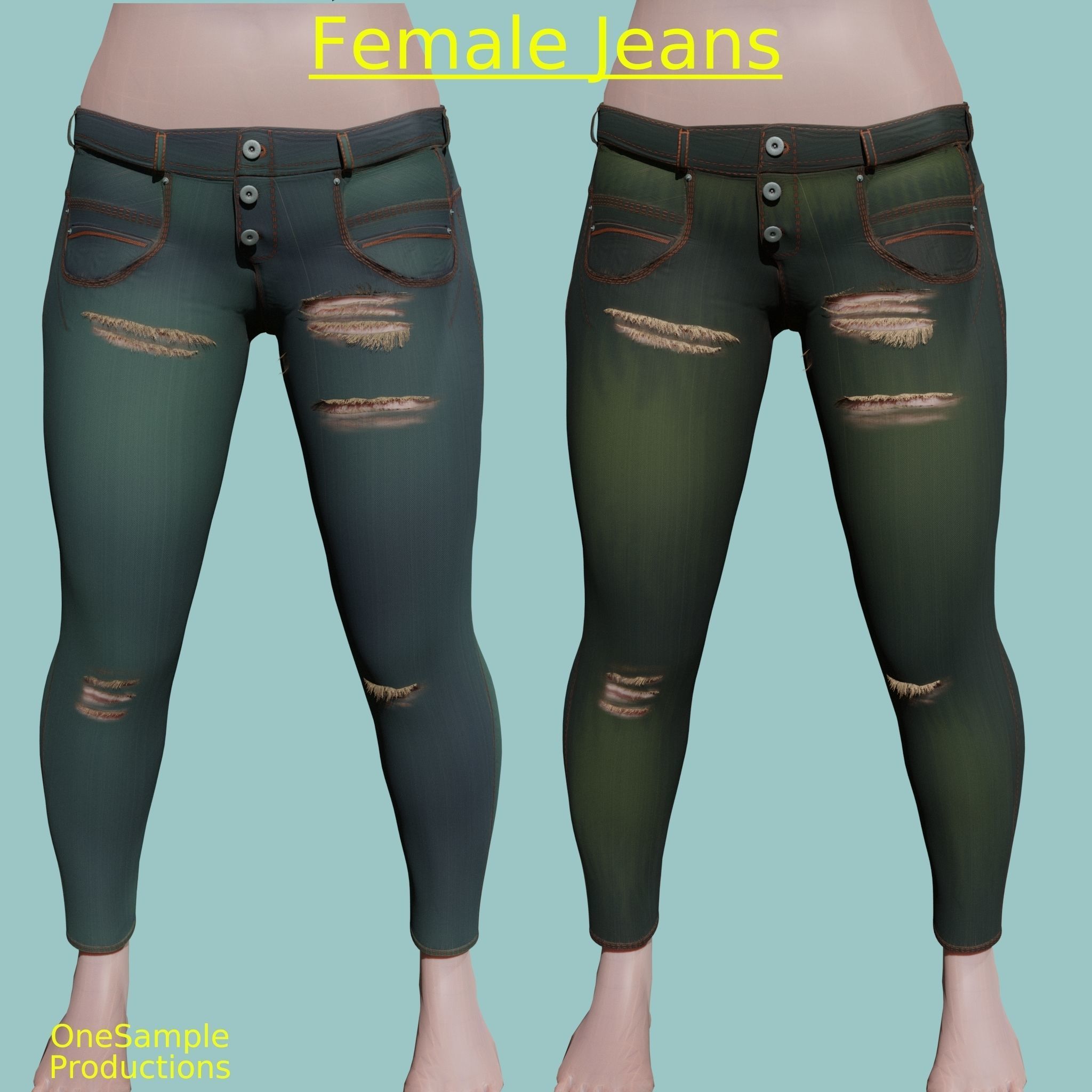 3D model Detailed Female Jeans Textured PBR 8k Game Ready VR / AR / low ...