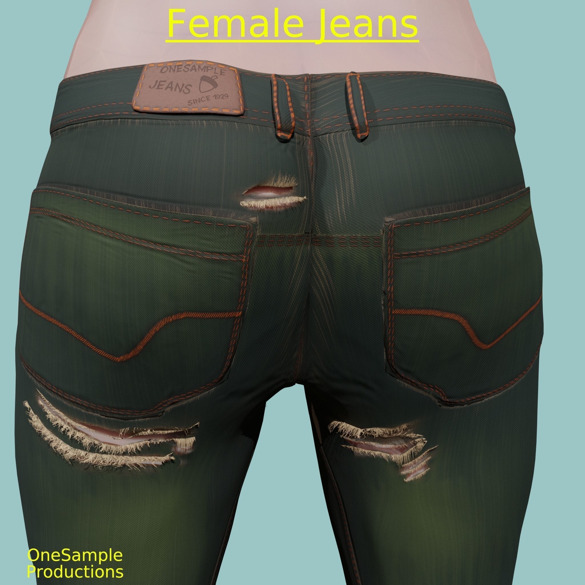 3D model Detailed Female Jeans Textured PBR 8k Game Ready VR / AR / low ...