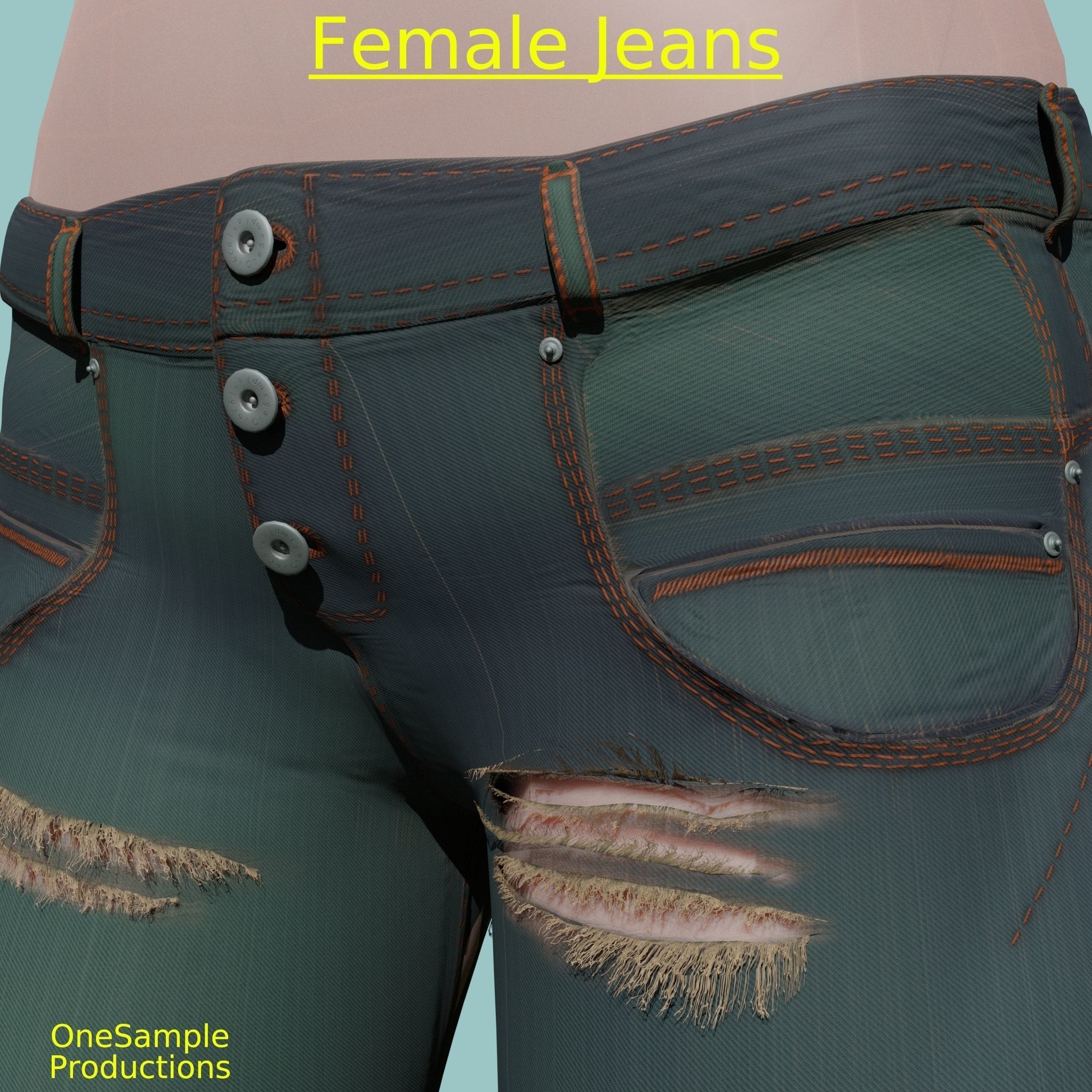 3D model Detailed Female Jeans Textured PBR 8k Game Ready VR / AR / low ...