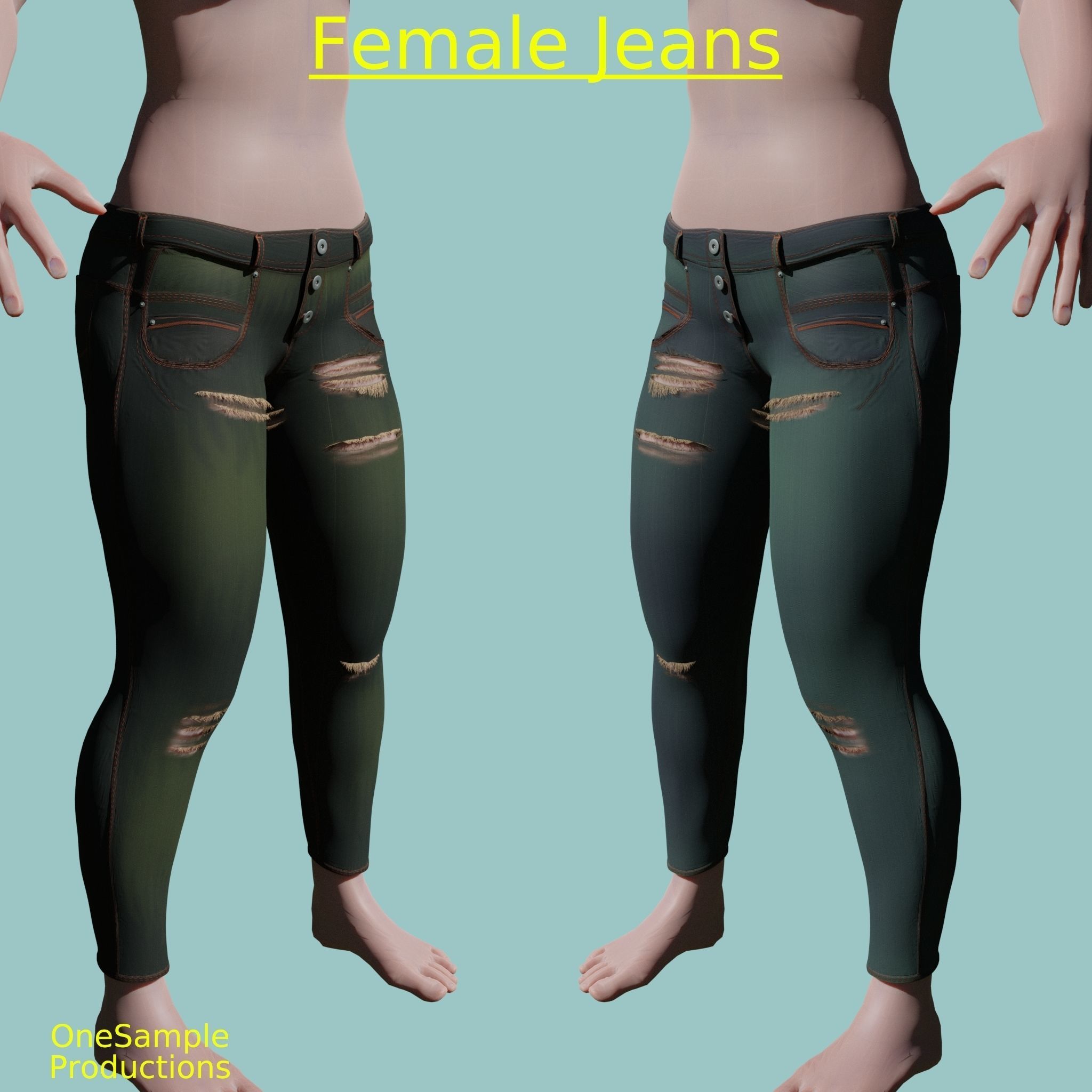3D model Detailed Female Jeans Textured PBR 8k Game Ready VR / AR / low ...