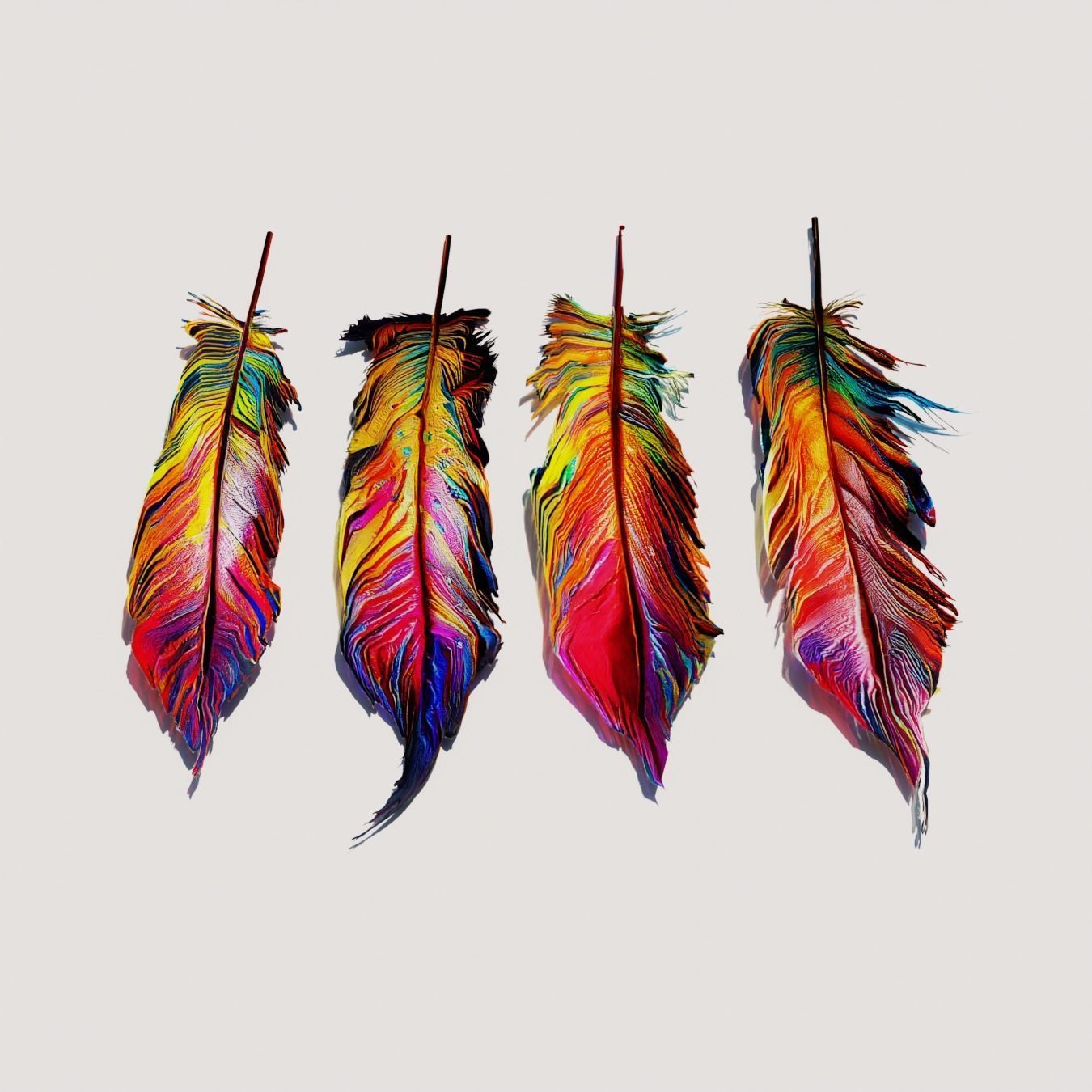 3D model Colorful Feathers VR / AR / low-poly | CGTrader