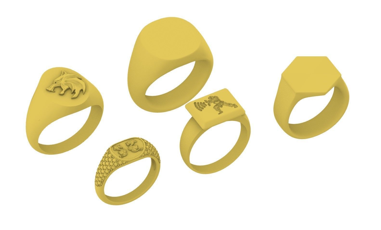 Signet Rings Combo Rings free 3D model 3D printable | CGTrader