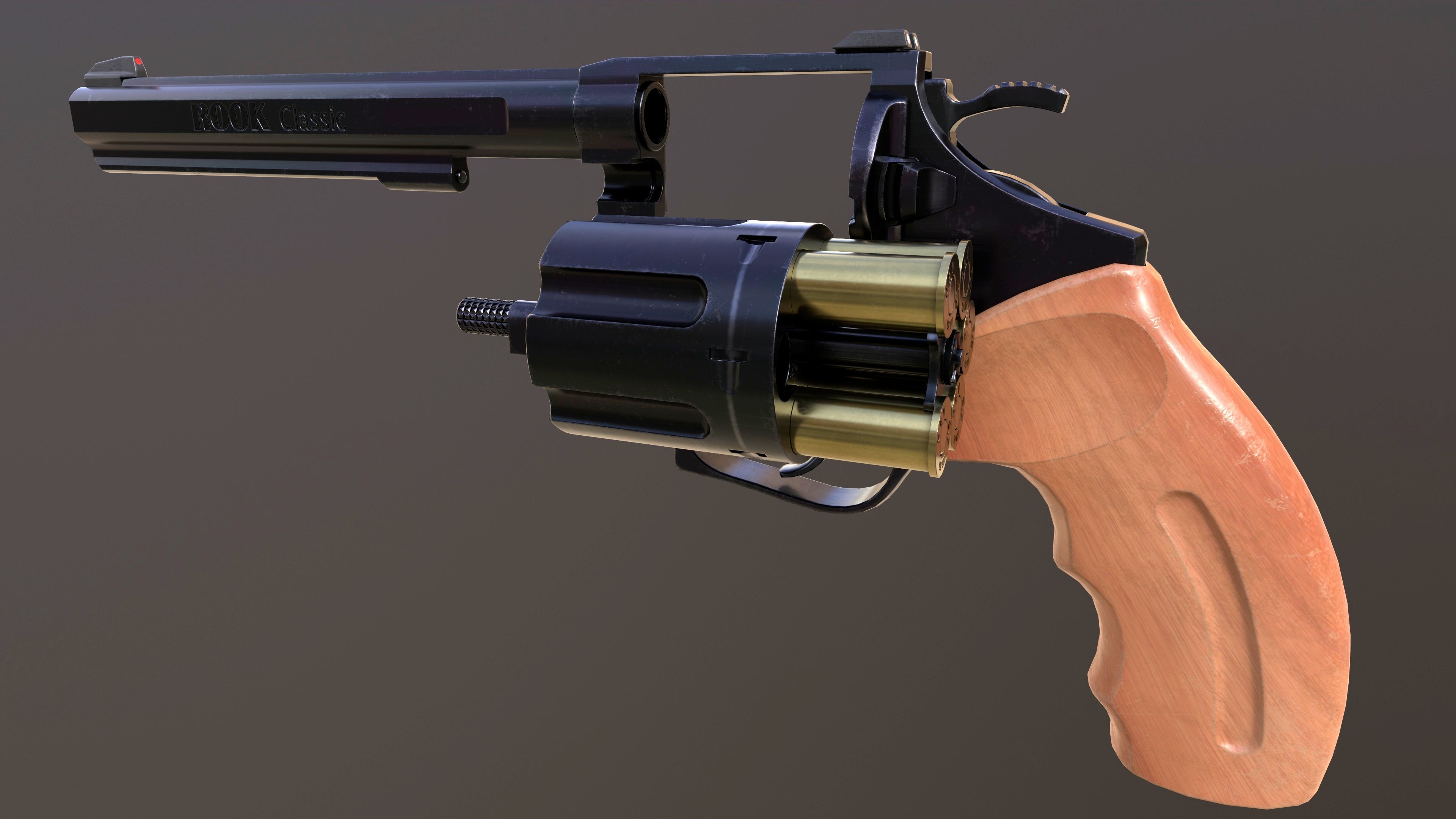 3D model Rook Classic Revolver Bluing with Bandolier and Speedloader VR ...