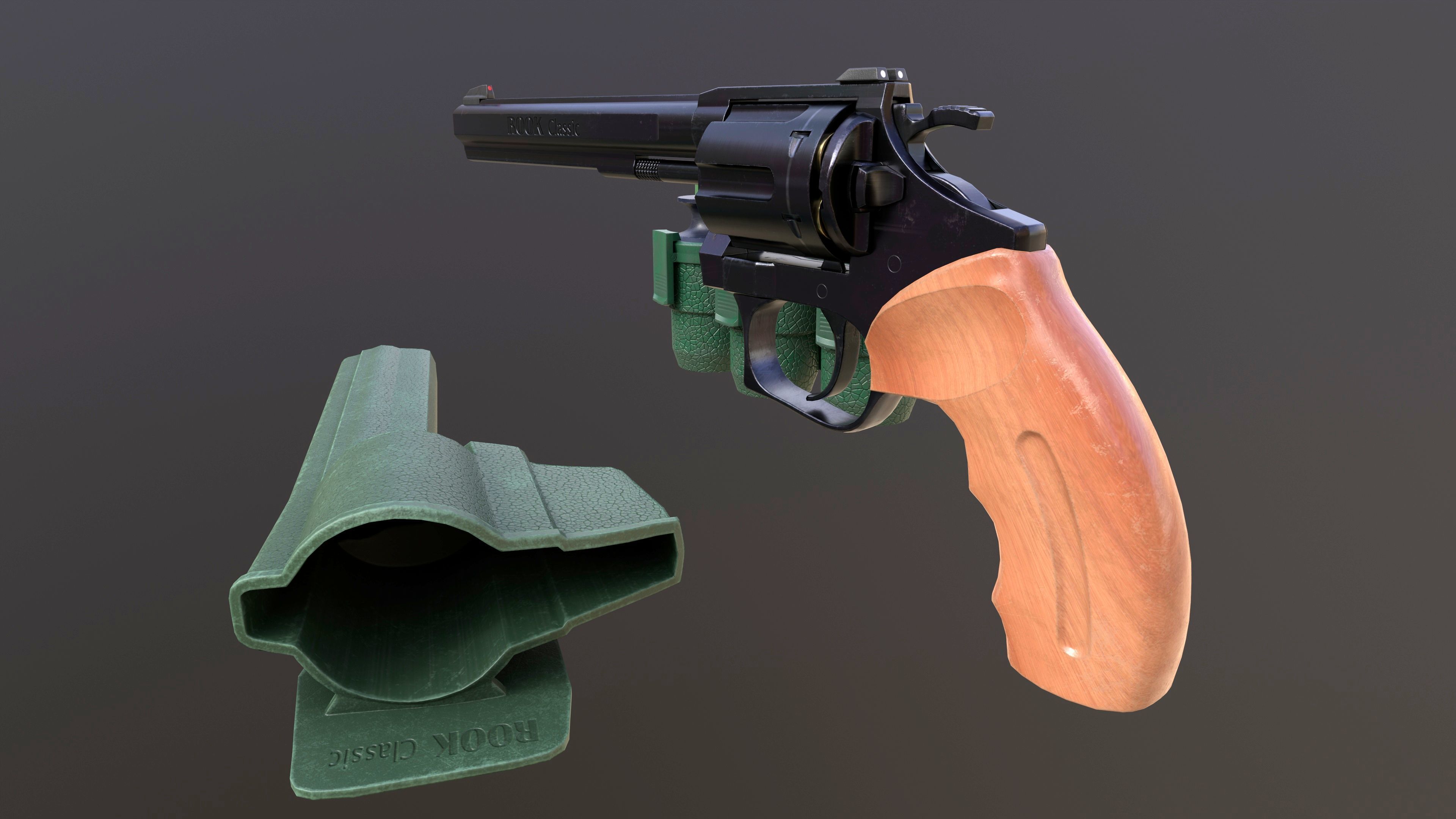 3D model Rook Classic Revolver Bluing with Bandolier and Speedloader VR ...