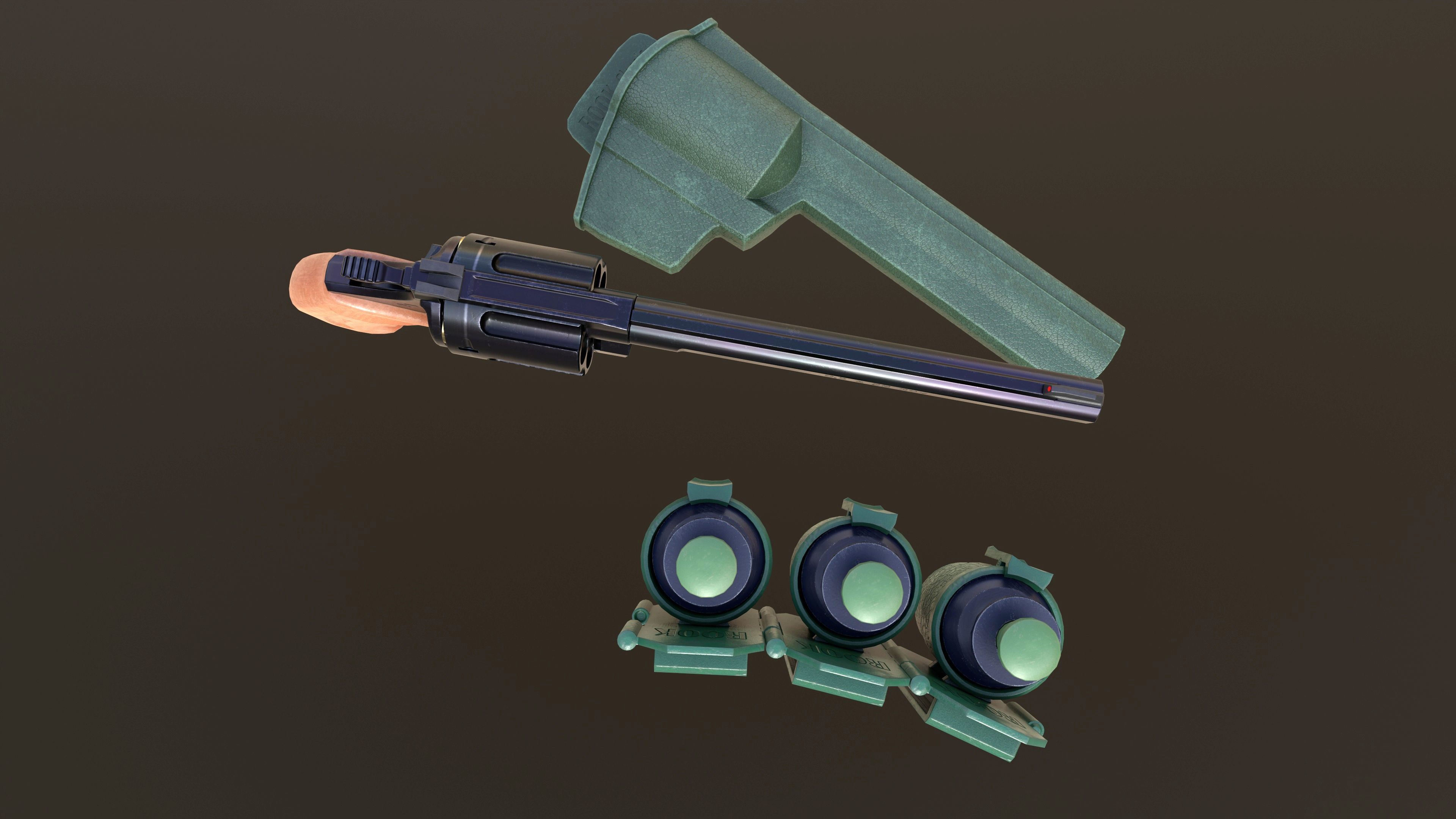 3D model Rook Classic Revolver Bluing with Bandolier and Speedloader VR ...