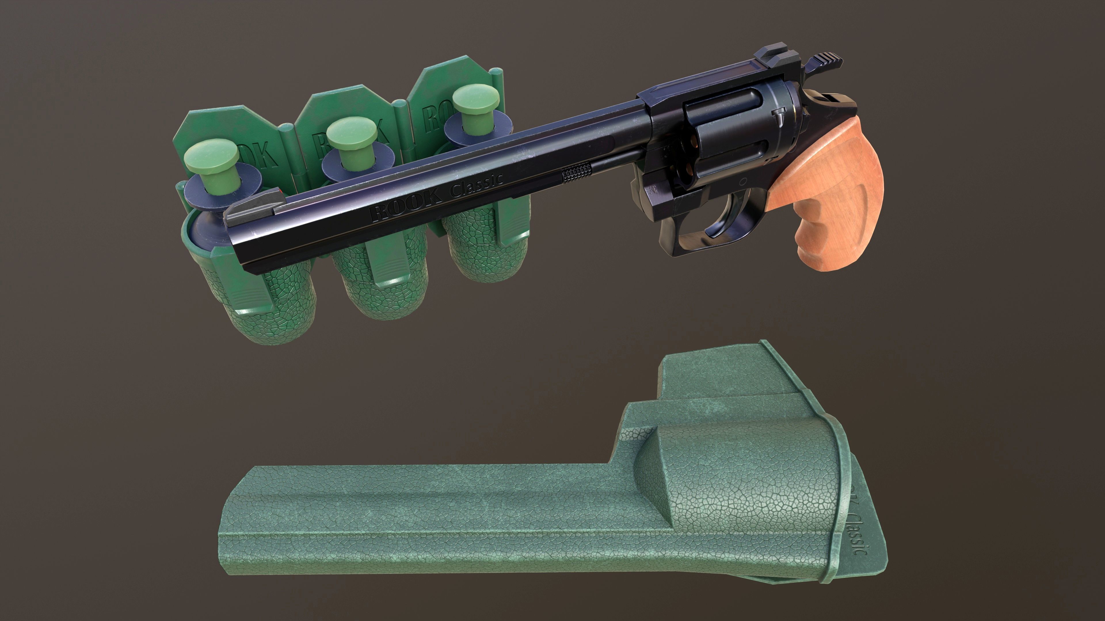 3D model Rook Classic Revolver Bluing with Bandolier and Speedloader VR ...