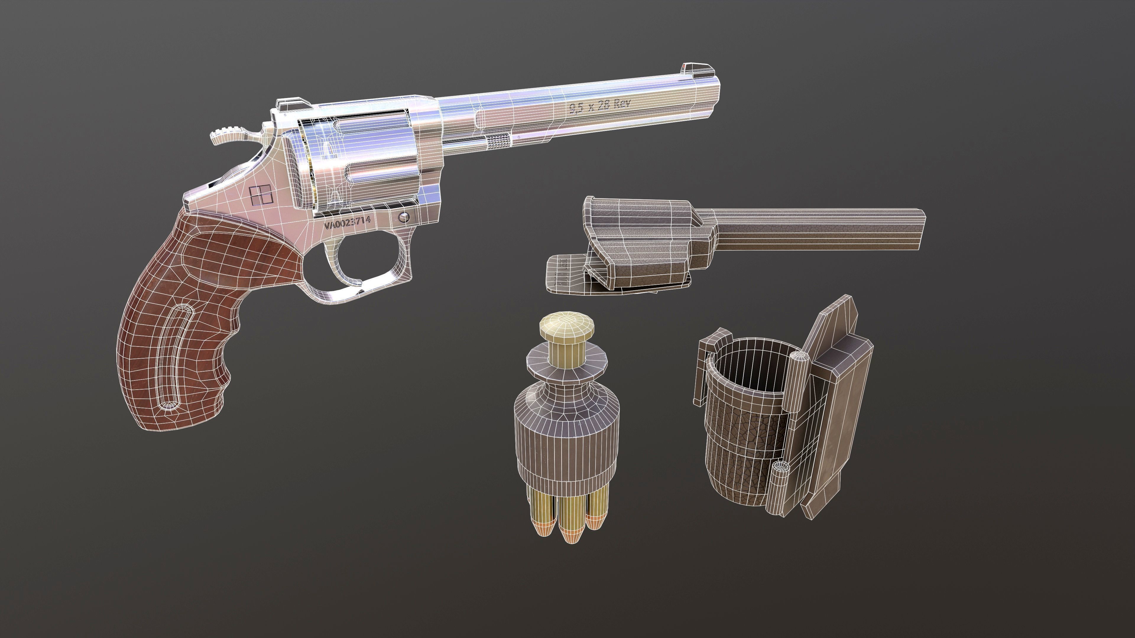 3D model Rook Classic Revolver Stainless with Bandolier and Speedloader ...
