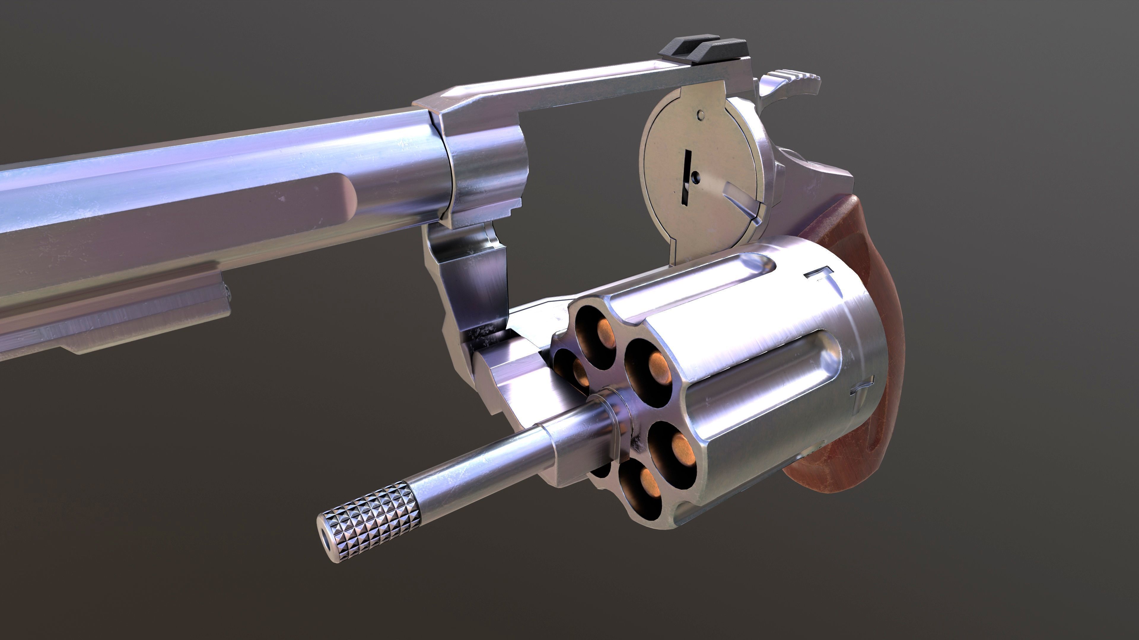 3D model Rook Classic Revolver Stainless with Bandolier and Speedloader ...