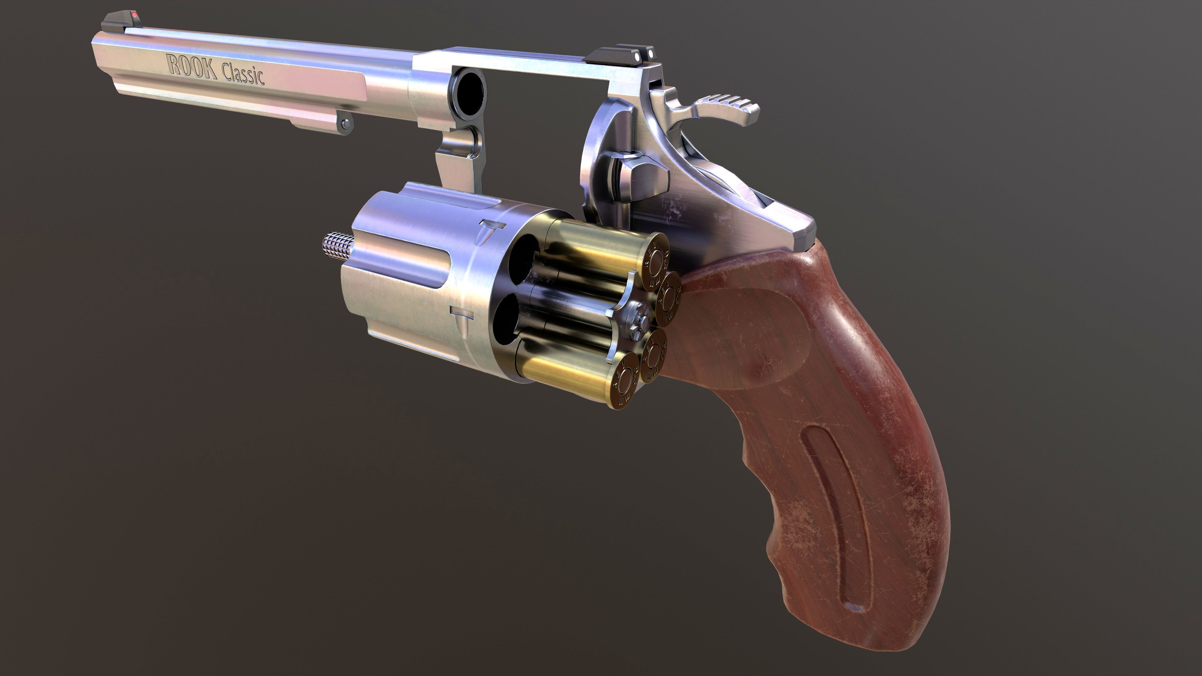 3D model Rook Classic Revolver Stainless with Bandolier and Speedloader ...