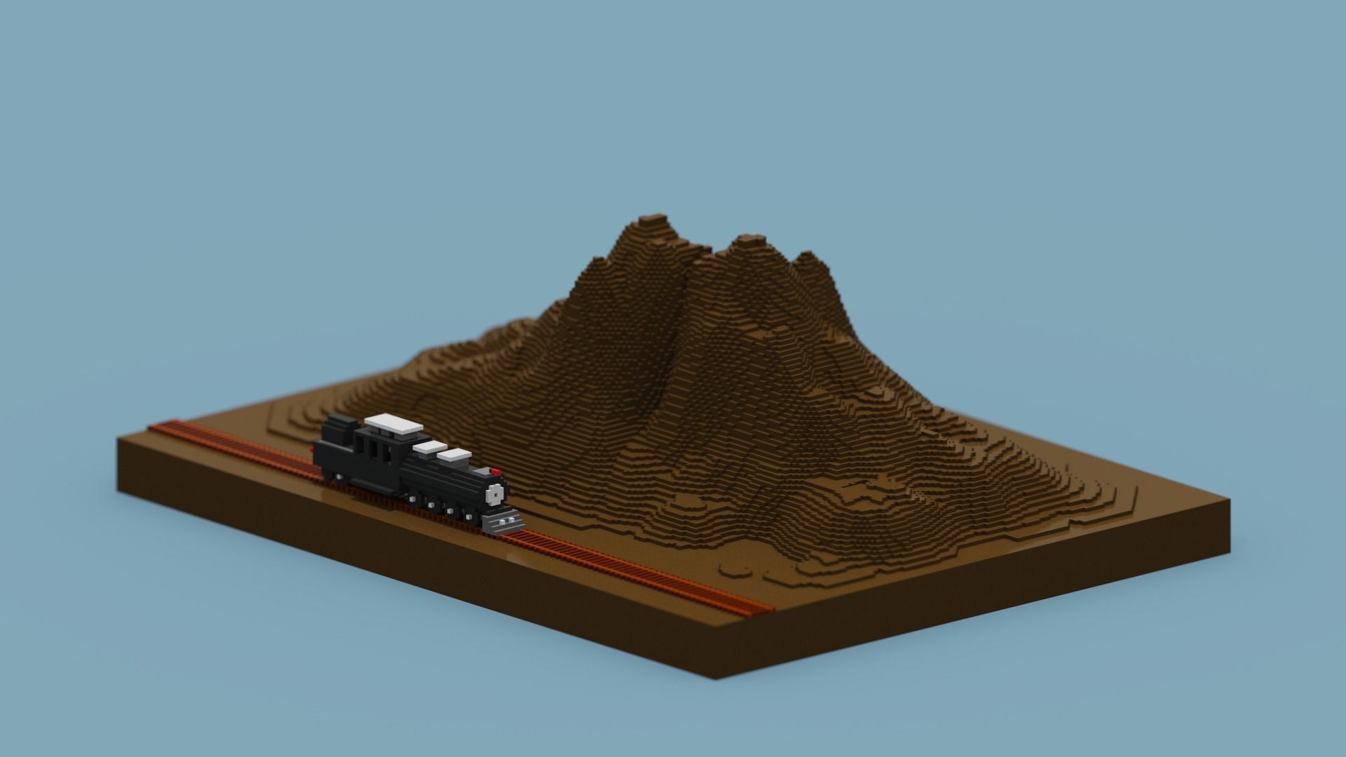 3D model Voxel Train and Mountain VR / AR / low-poly | CGTrader