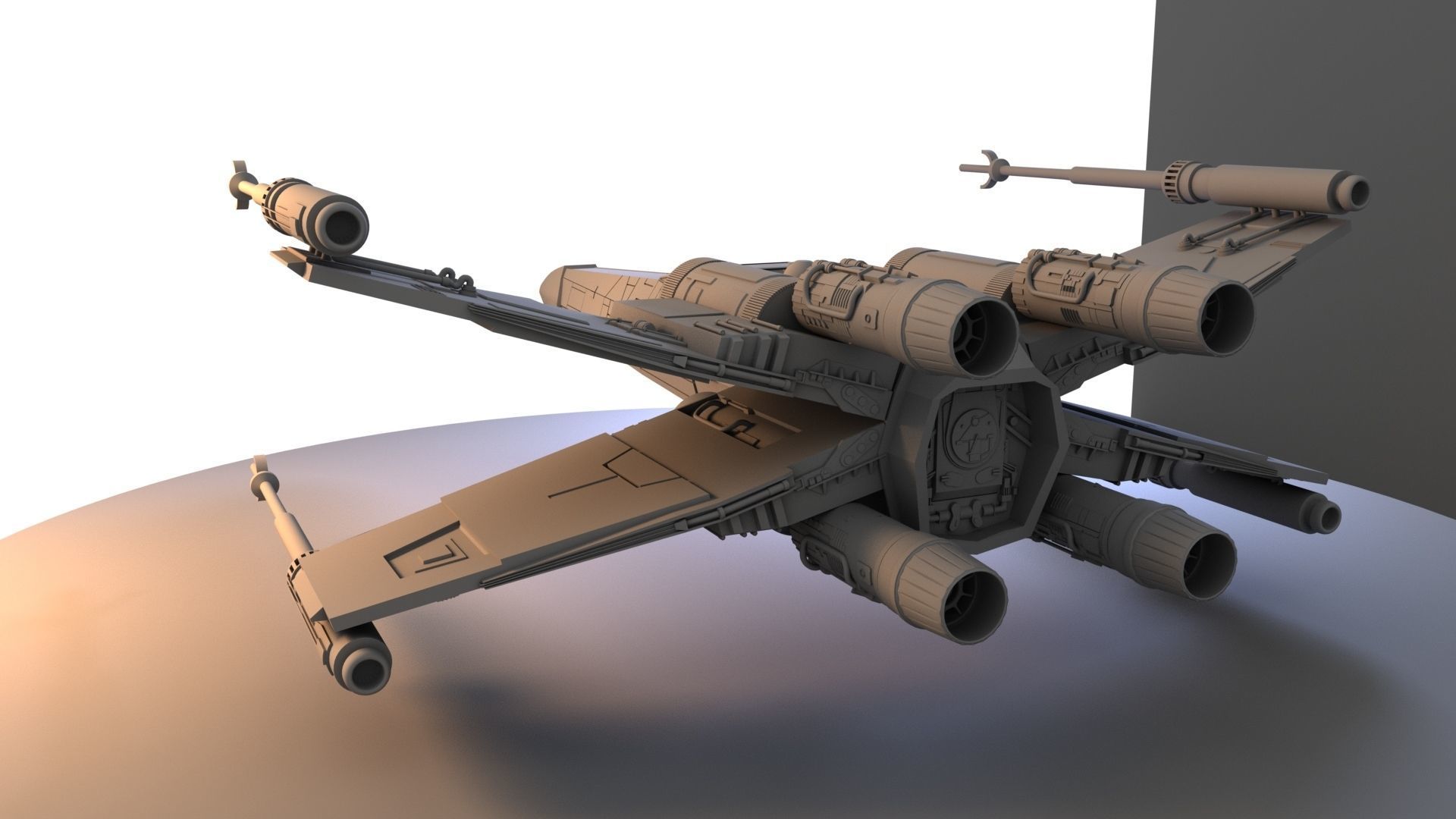 XWING-FANART star wars x - wing fighter flying in sky 3D model animated ...