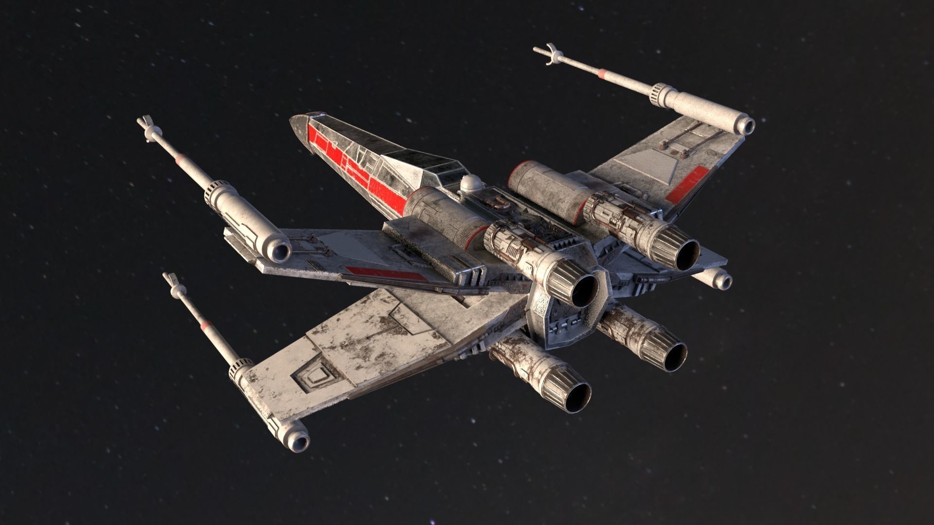 XWING-FANART star wars x - wing fighter flying in sky 3D model animated ...