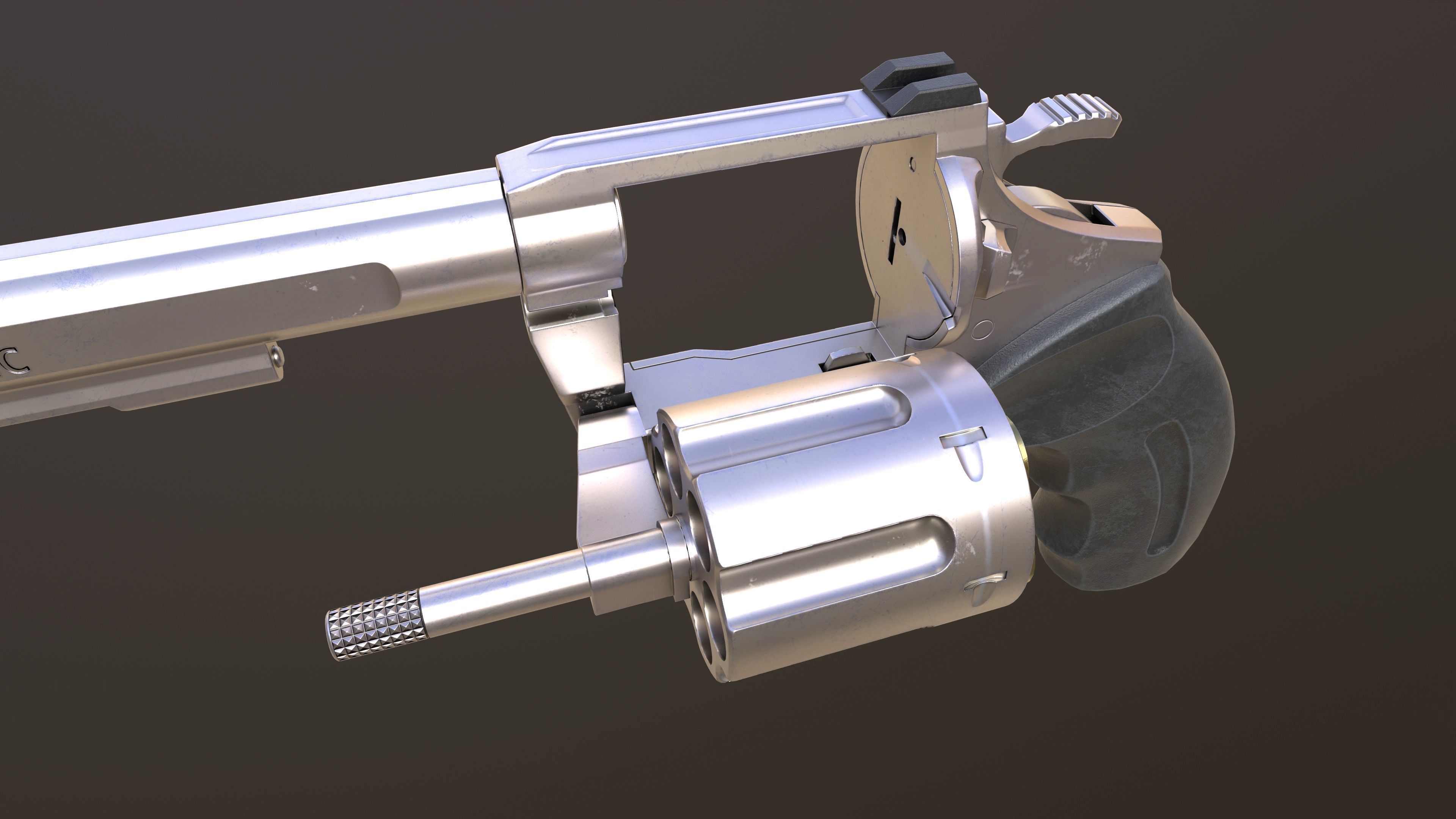 3D model Rook Classic Revolver Nickel with Bandolier and Speedloader VR ...