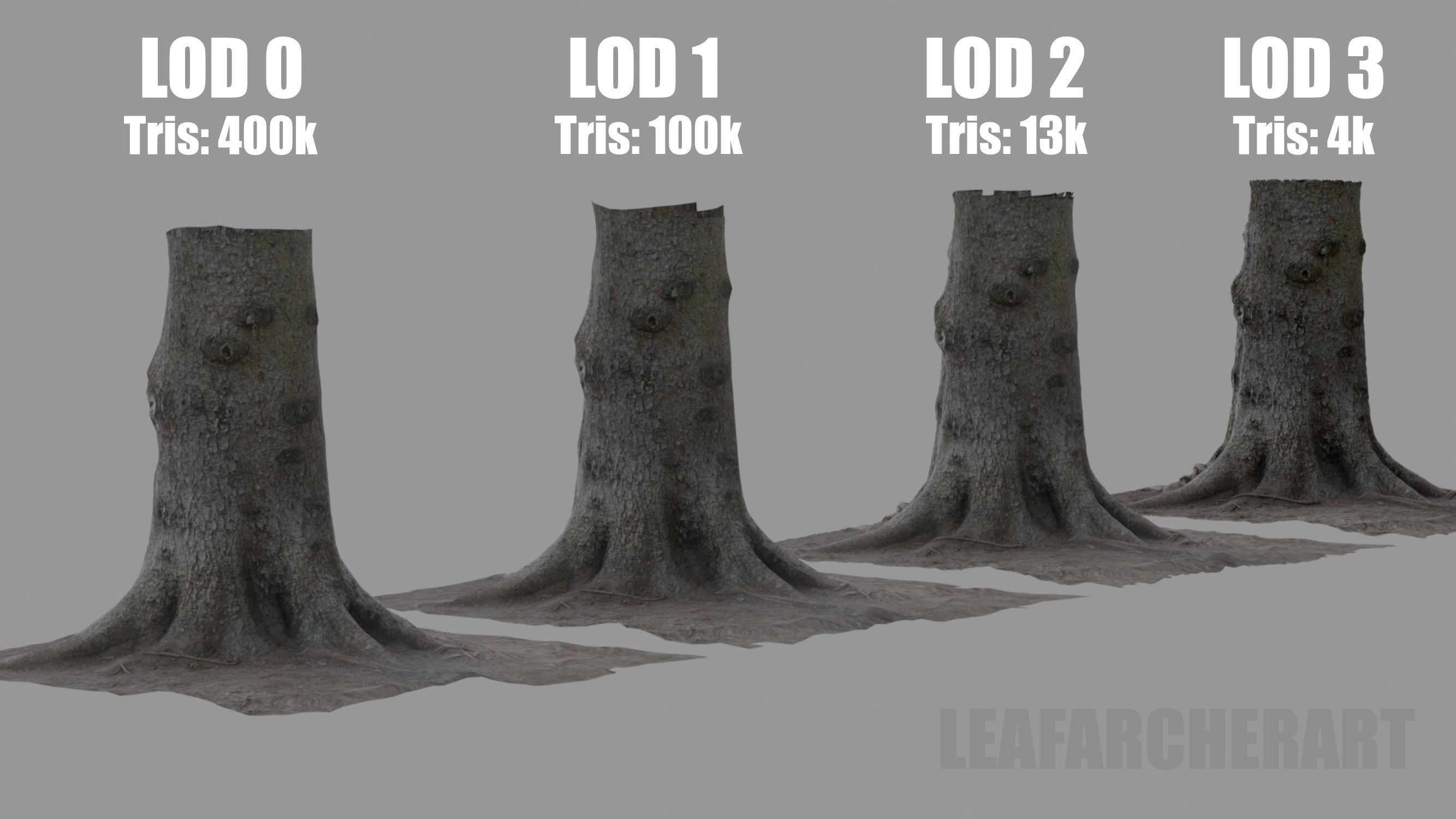 Pine Tree Trunk - Photoscan 3D Model - Varying LOD free VR / AR / low ...