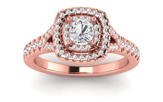 Solitaire Wedding Engagement Women Square Hole Bridal Ring 3D model 3D ...