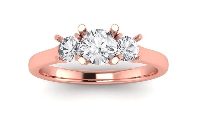 Three Stone Ring Wedding Engagement Women Ring 3D model 3D printable ...