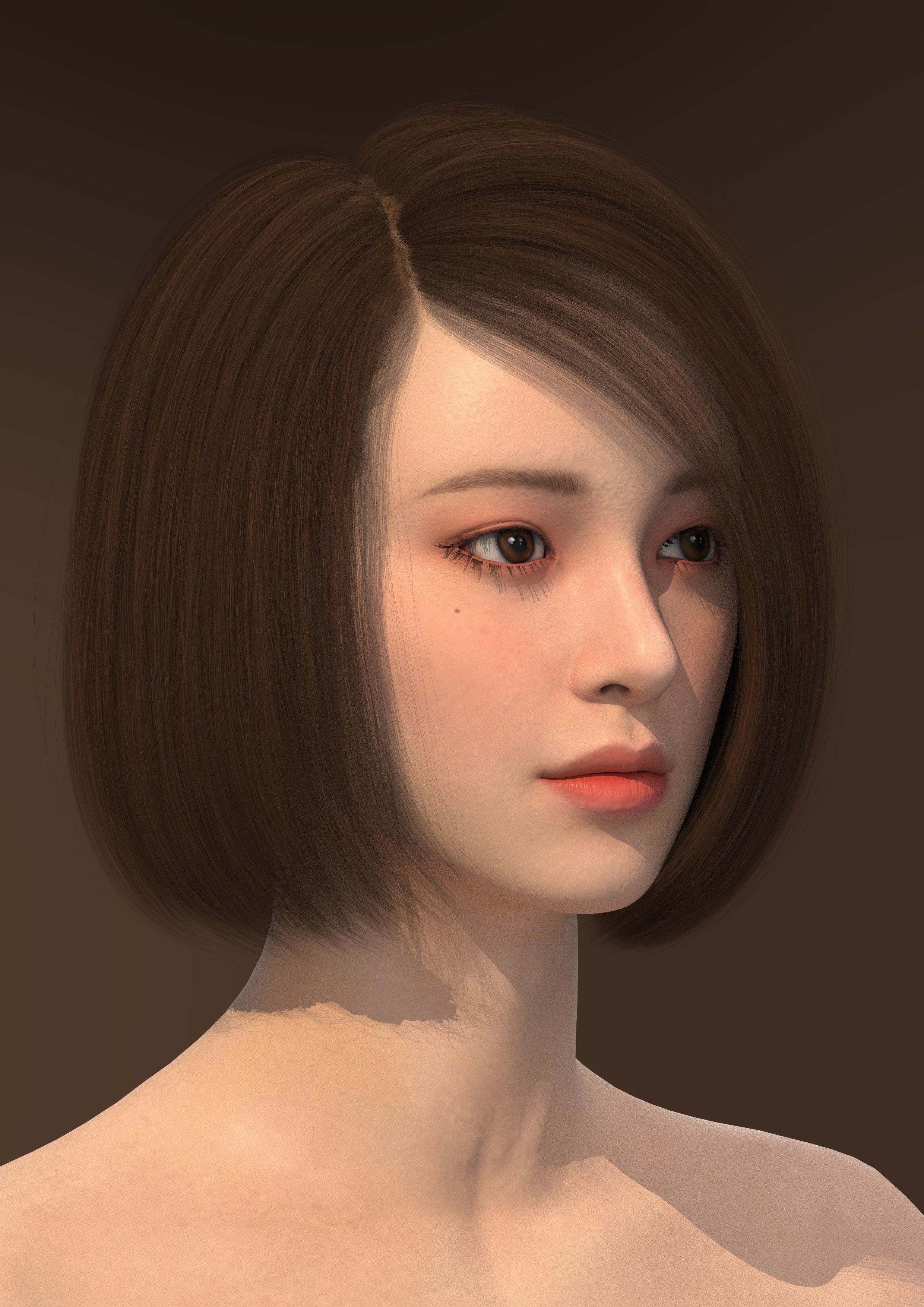 Short hair 003-FV2 for Yuna-FV2 3D model from 3DClo Software 3D model rigged | CGTrader