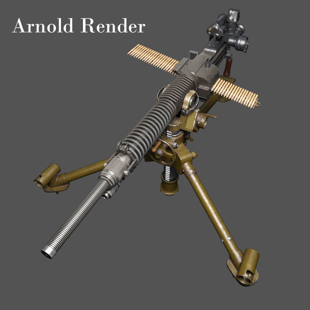 Japanese heavy machine gun during World War II 3D model | CGTrader