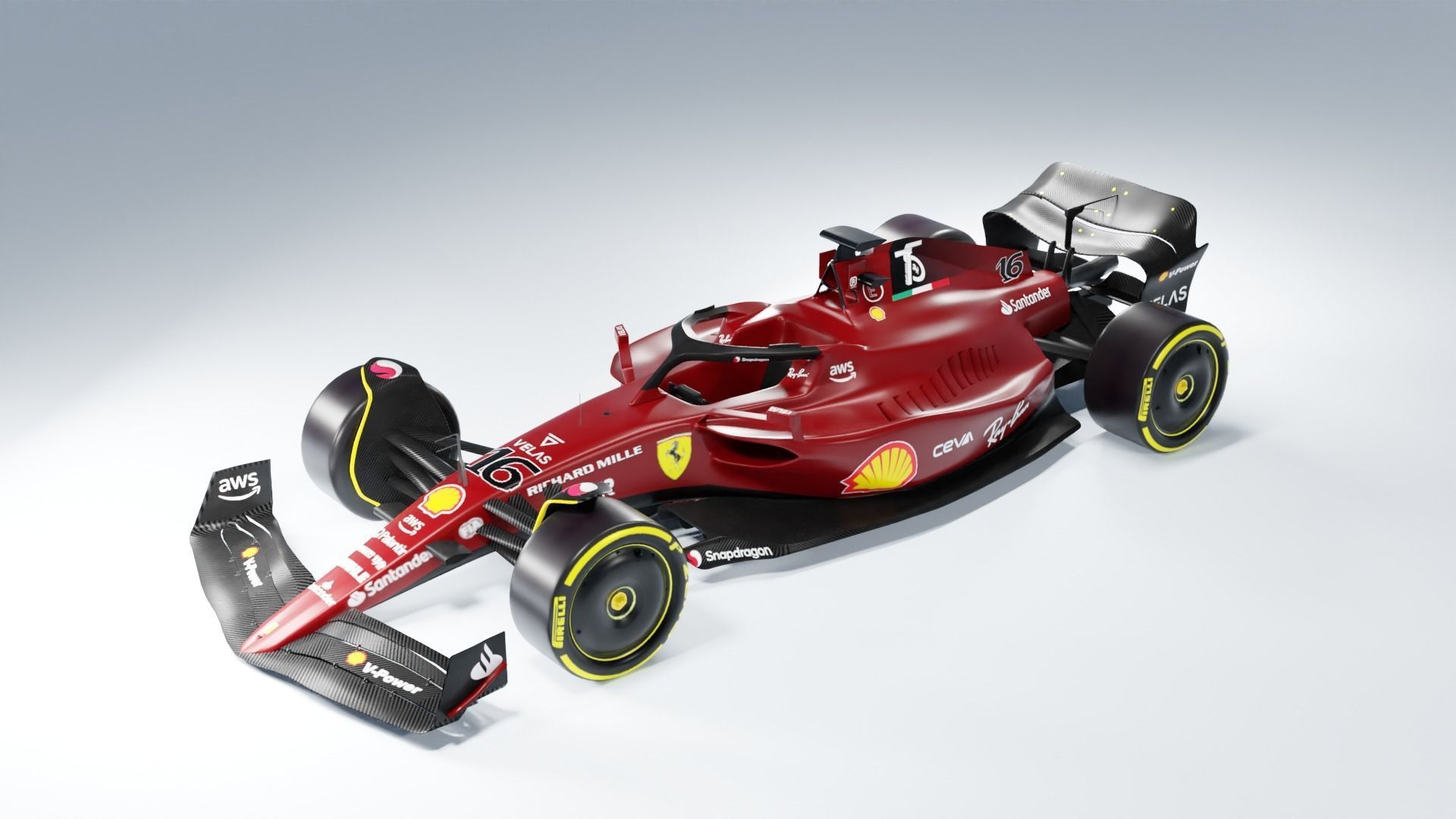 3D model Formula 1 Ferrari Scuderia 16 Low Poly and High Poly F1-75 VR ...