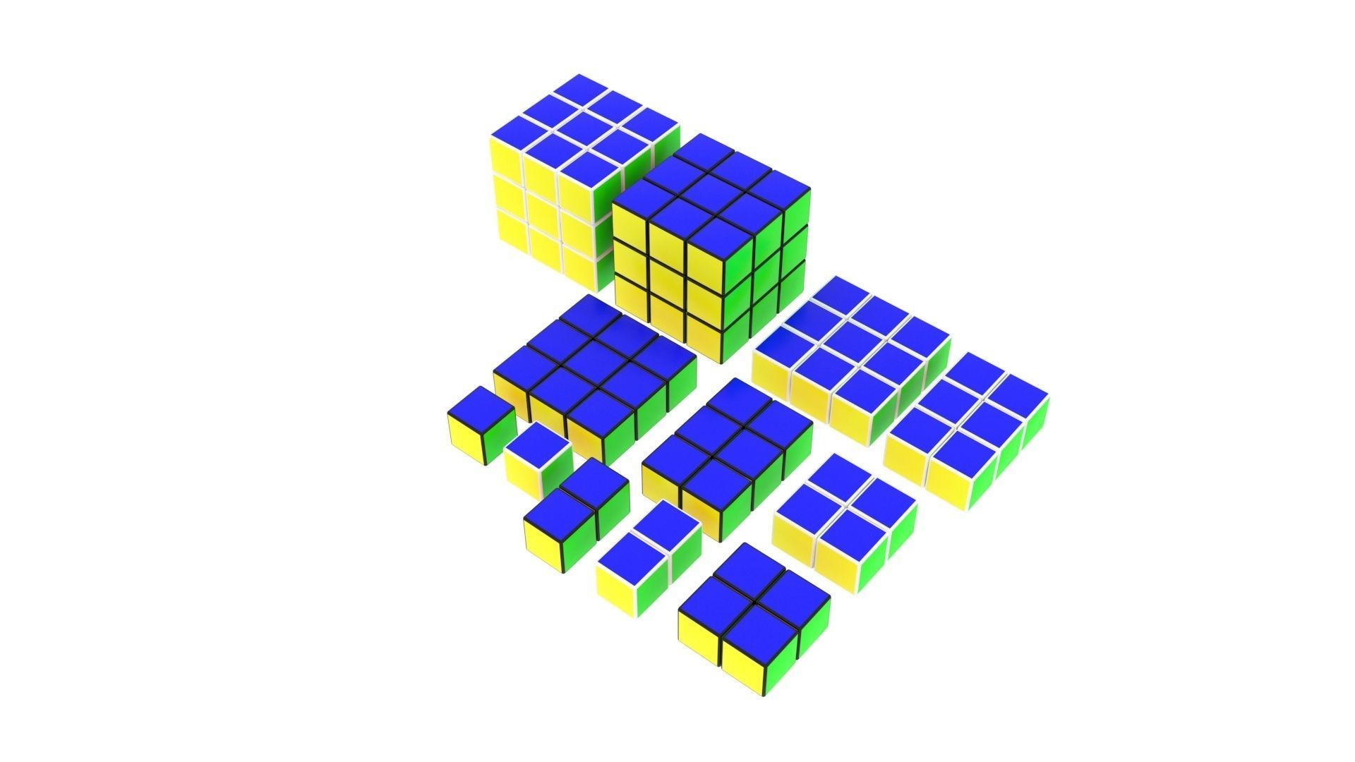 Rubiks Cubes Set 3D model | CGTrader