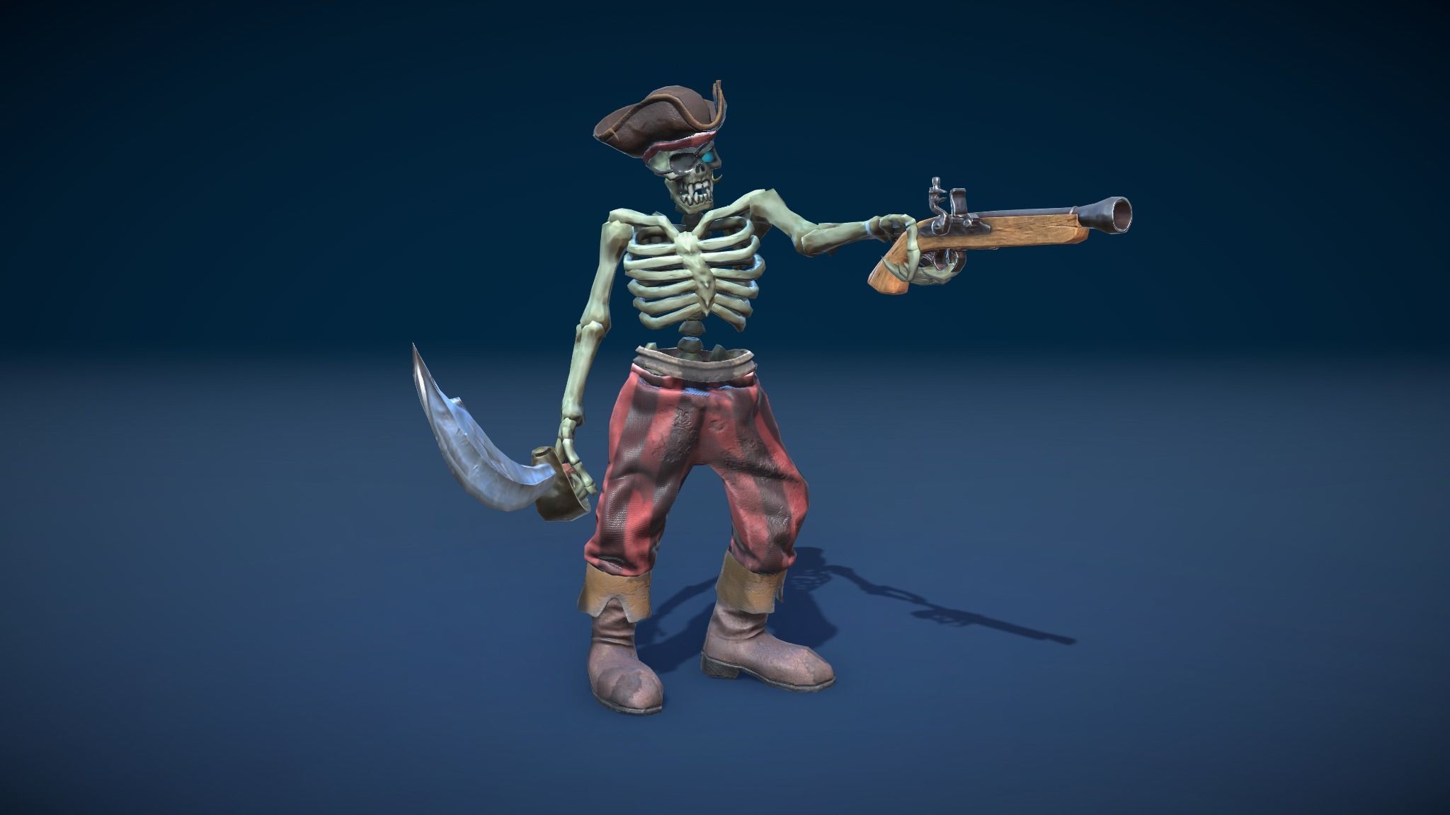 3D model Stylized Skeleton Pirate Captain VR / AR / low-poly | CGTrader