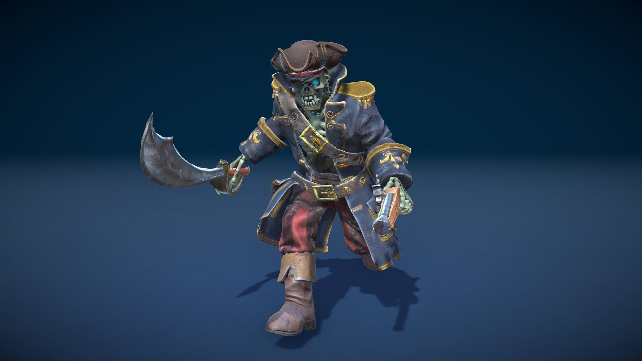 3D model Stylized Skeleton Pirate Captain VR / AR / low-poly | CGTrader