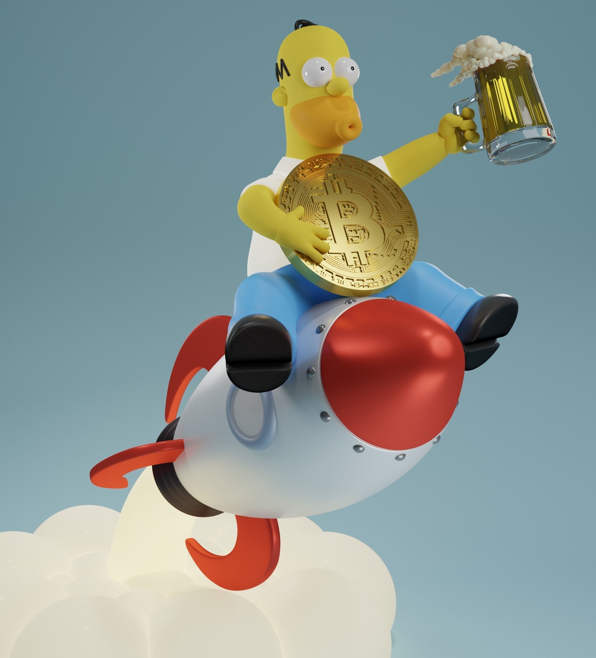 HOMER SIMPSON TO THE MOON 3D model 3D printable | CGTrader