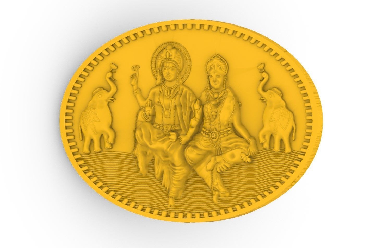 Laxmi Narayan Coin Design Sculpture Artcam 3D model 3D printable | CGTrader