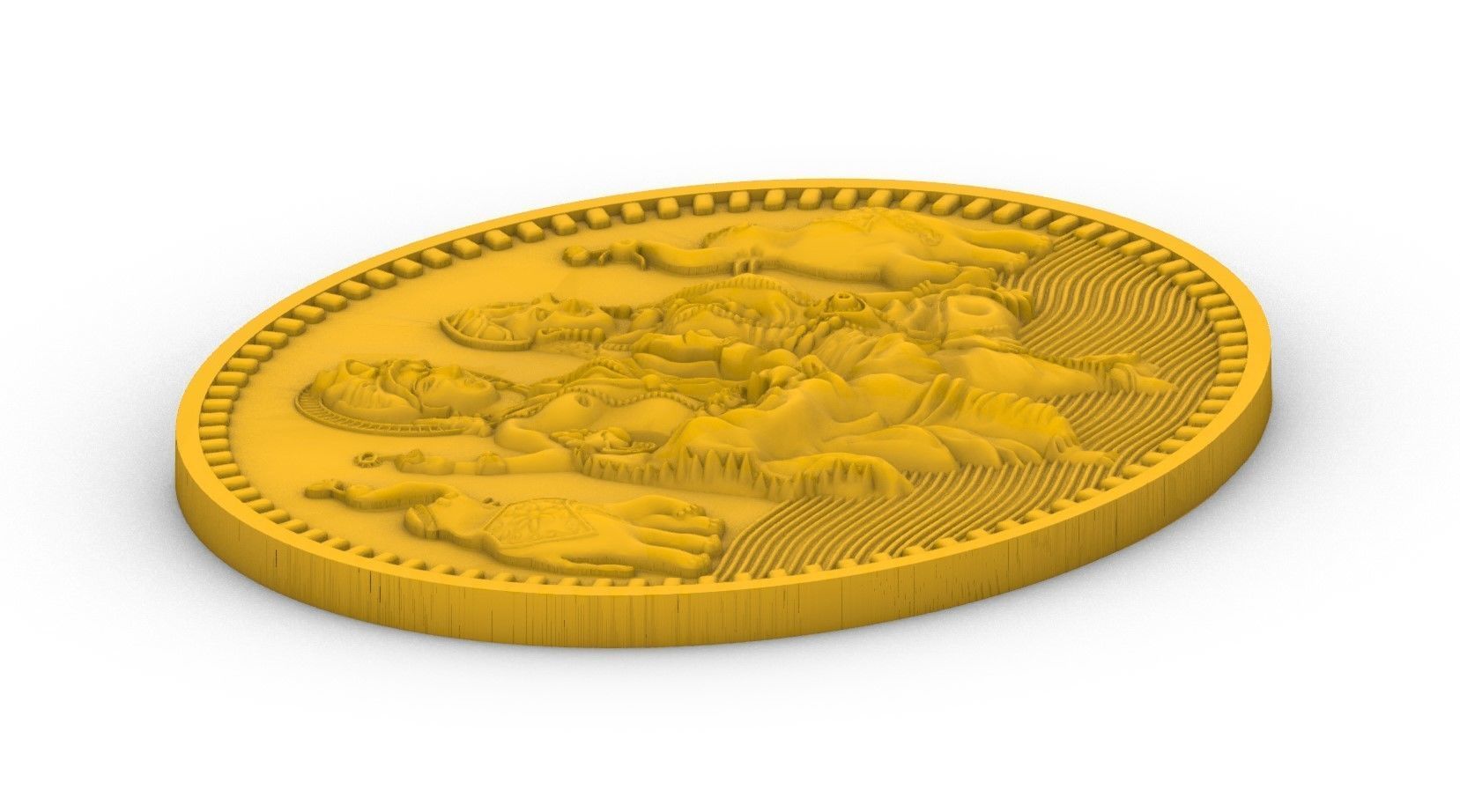 Laxmi Narayan Coin Design Sculpture Artcam 3D model 3D printable | CGTrader
