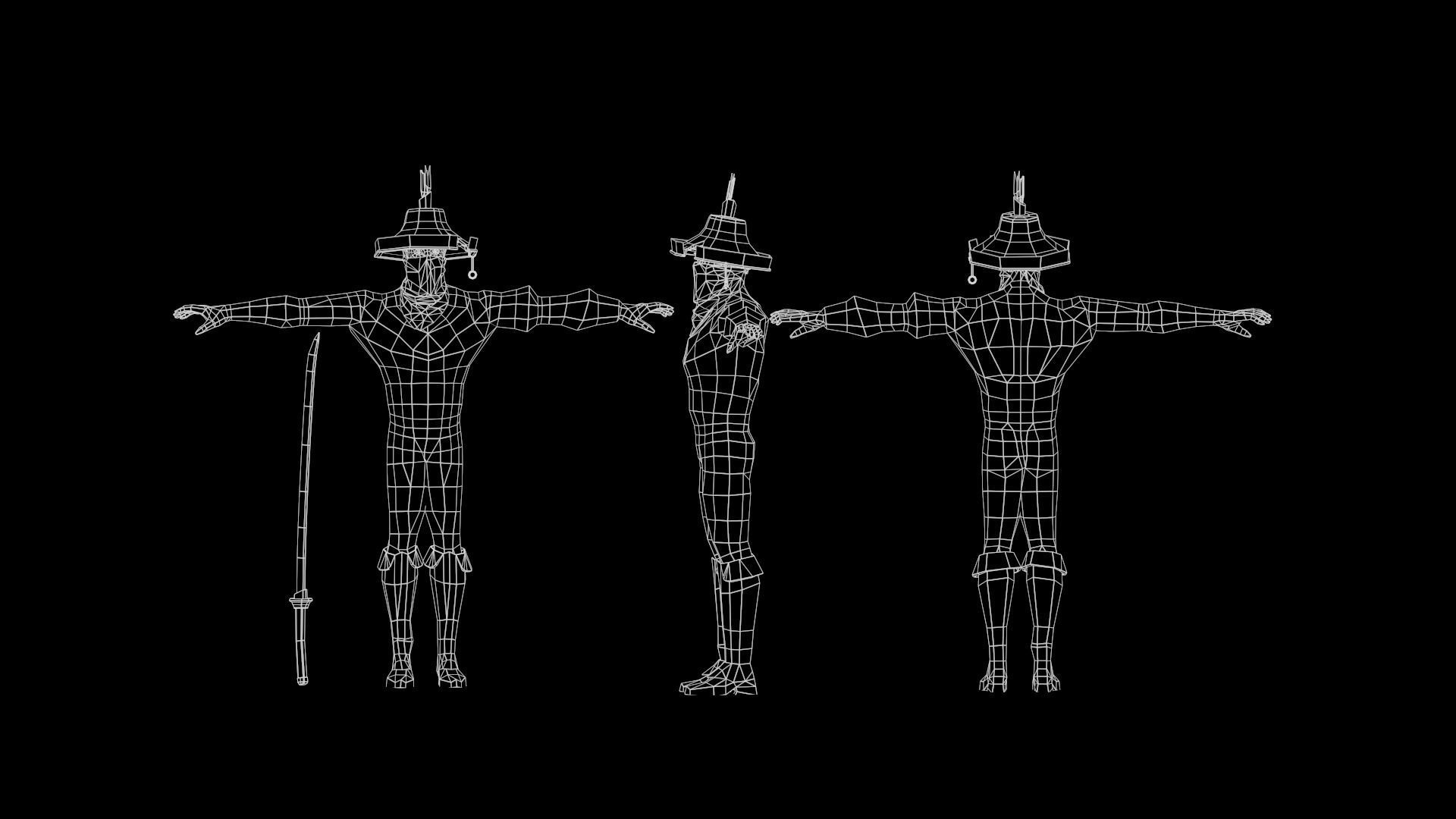 3D model Japanese Warrior Character Low poly Game Ready Enemy VR / AR ...