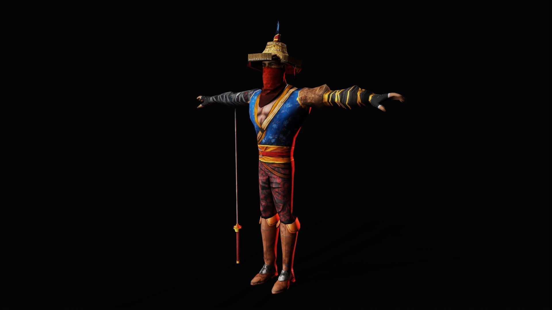 3D model Japanese Warrior Character Low poly Game Ready Enemy VR / AR ...