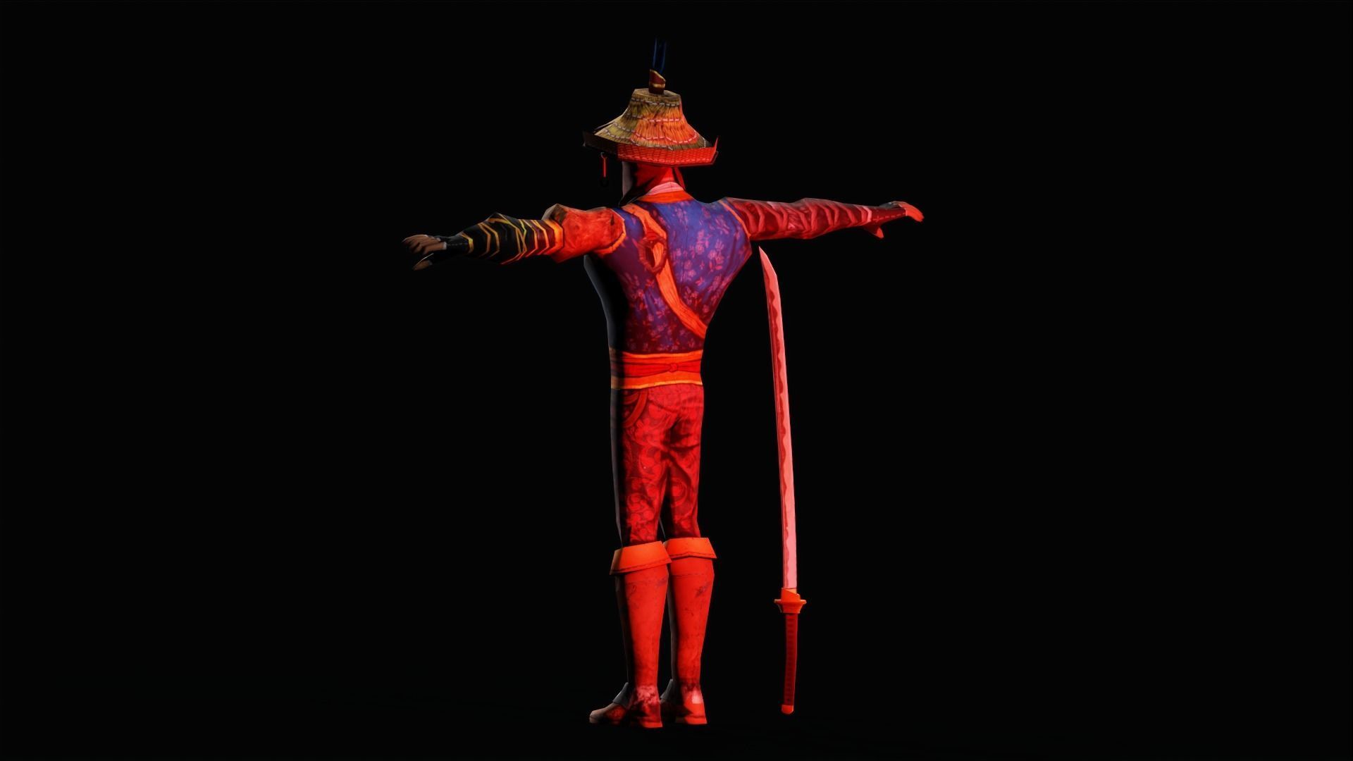 3D model Japanese Warrior Character Low poly Game Ready Enemy VR / AR ...