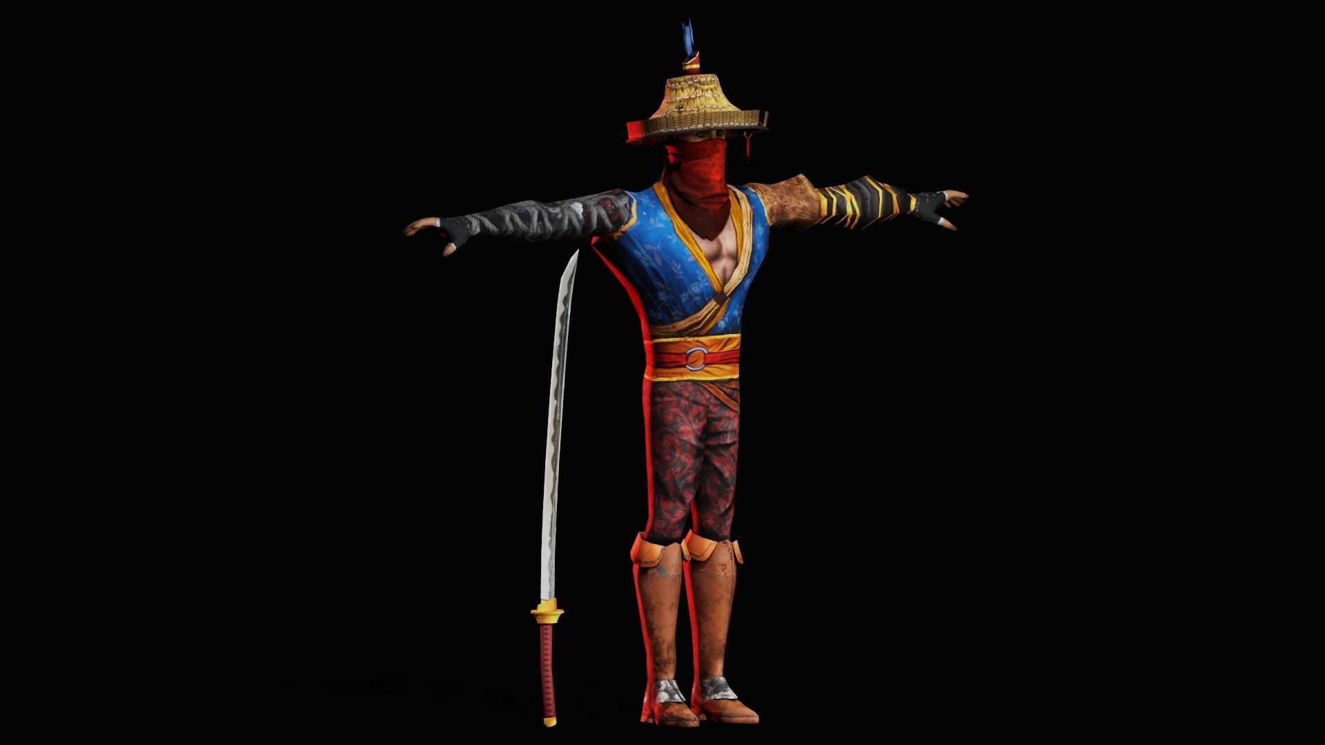 3D model Japanese Warrior Character Low poly Game Ready Enemy VR / AR ...