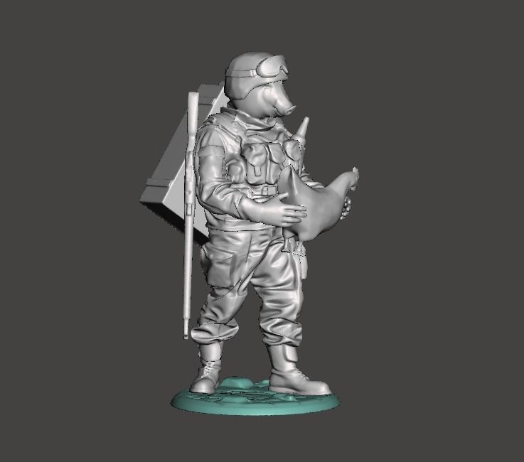 Modern marauder soldier pig with chicken free 3D model 3D printable ...