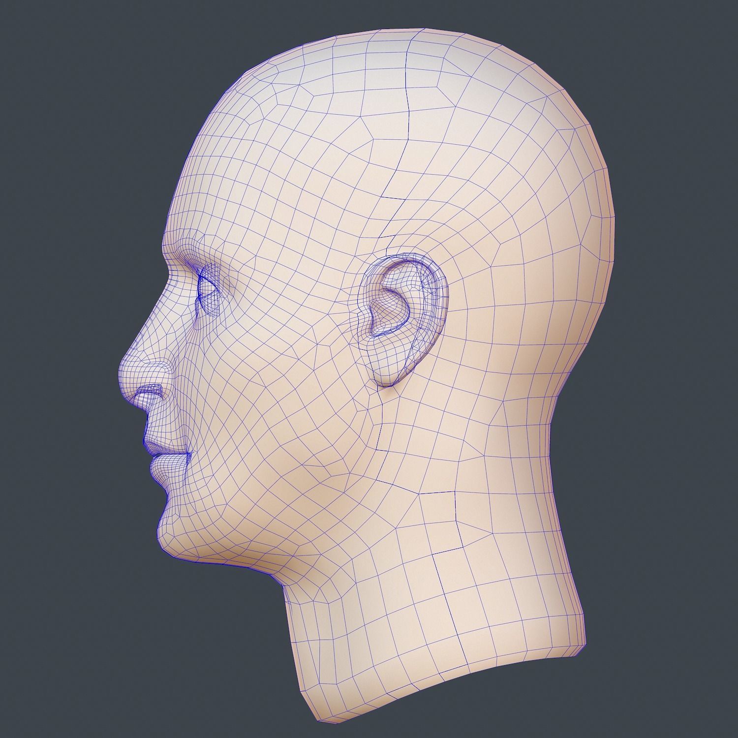 3D model Male head Realistic Perfect Head Low-poly 3D model game ready ...
