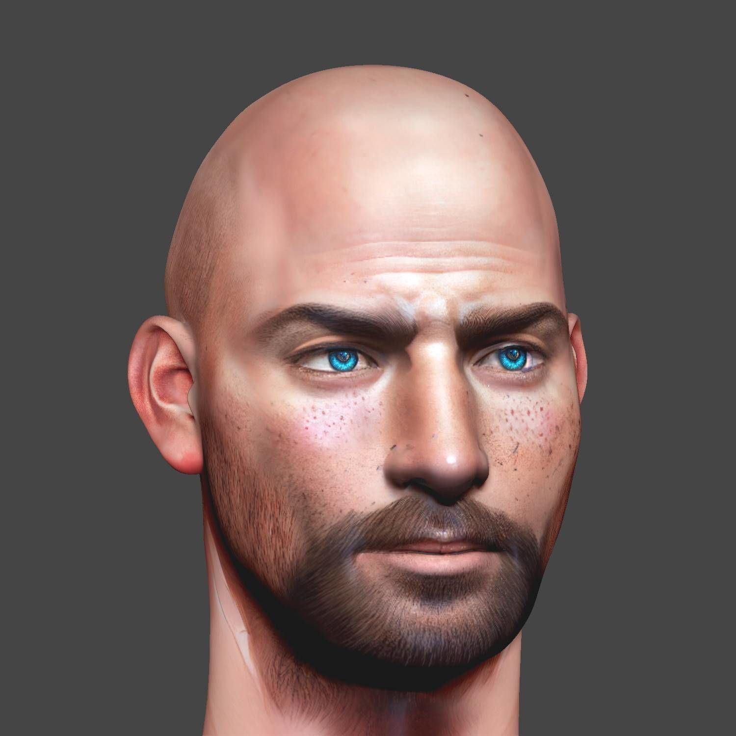 3D model Male head Realistic Perfect Head Low-poly 3D model game ready ...