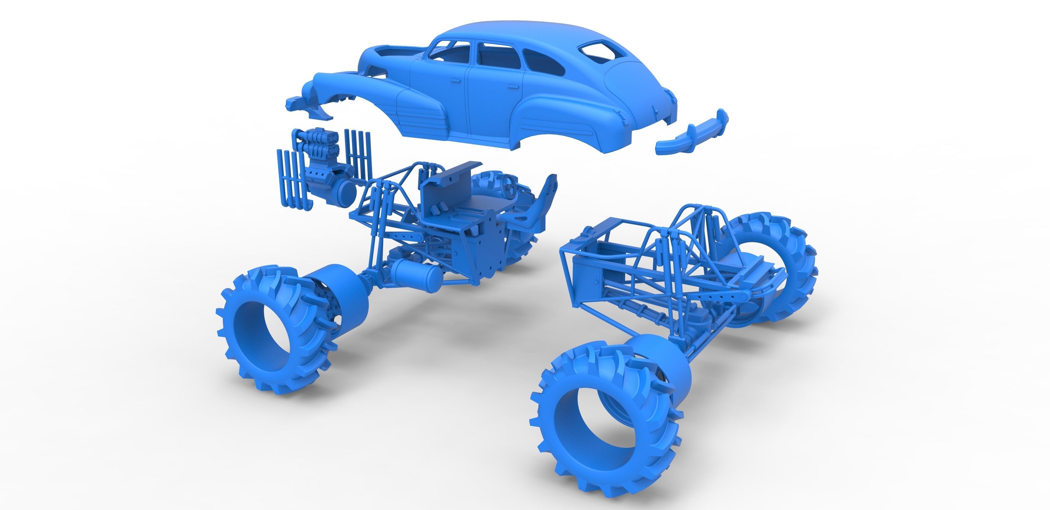 Mud truck 3 Scale 1 to 25 3D model 3D printable | CGTrader