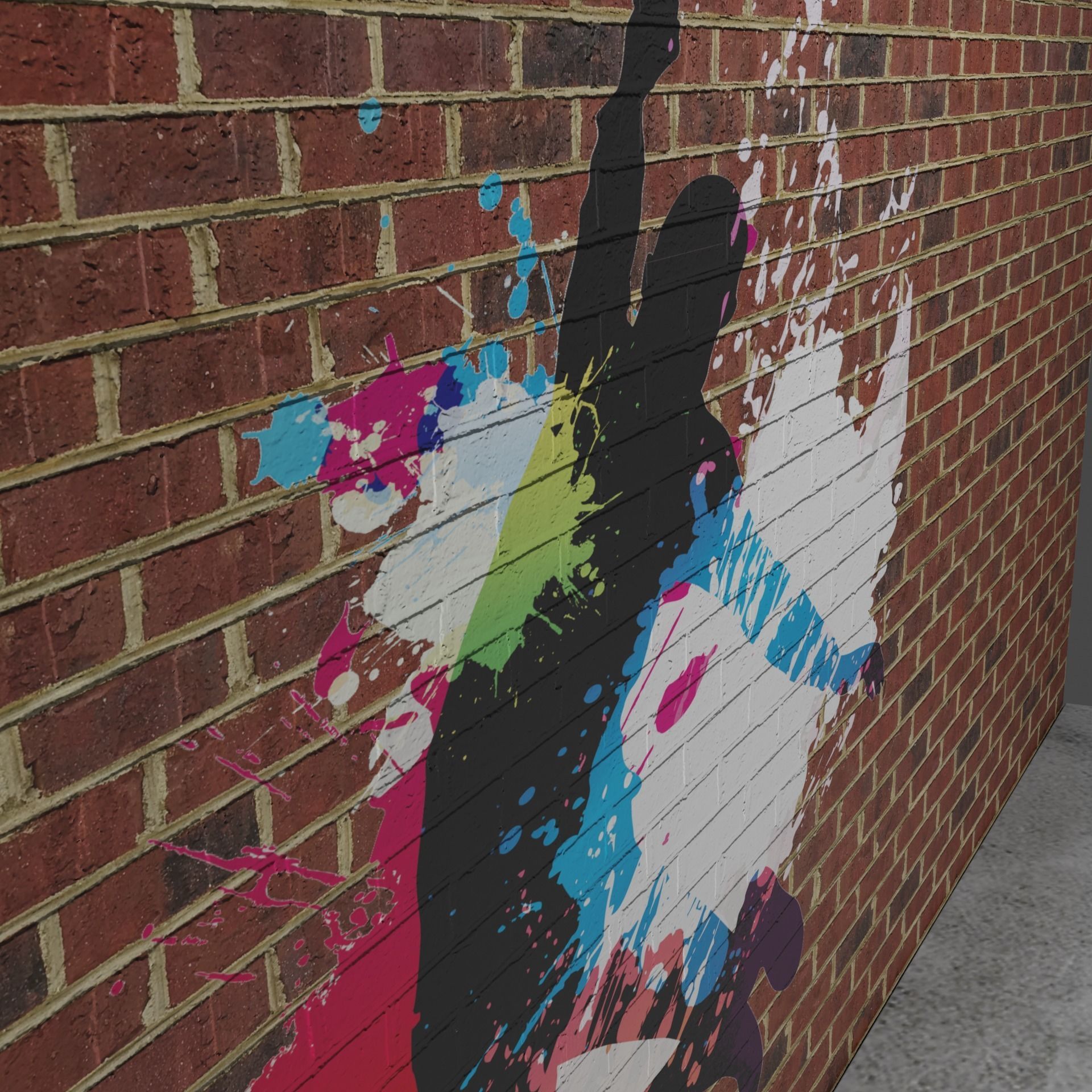 wall with graffiti 1 3D model | CGTrader