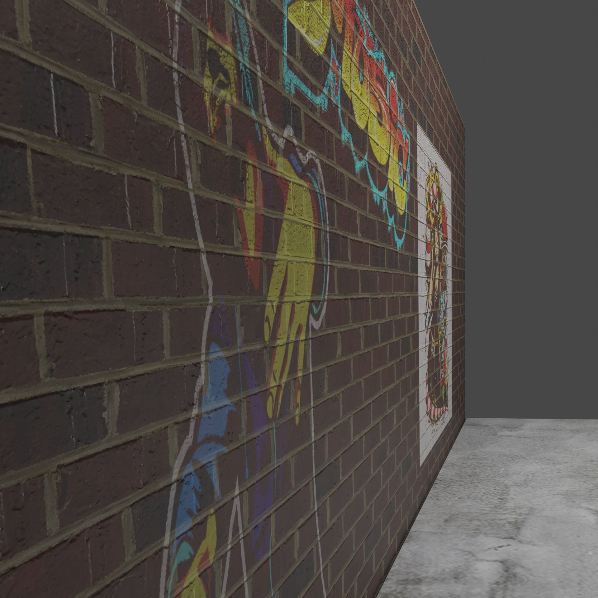 wall with graffiti 3D model | CGTrader