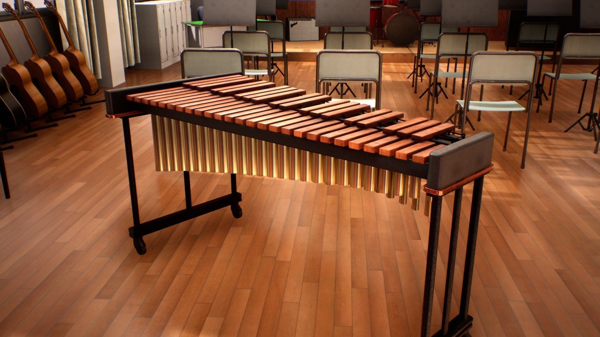 3D model Japanese School Music Class - PBR Instruments VR / AR / low ...