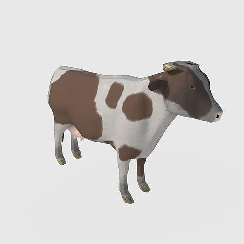 3D model brown and white cow VR / AR / low-poly | CGTrader