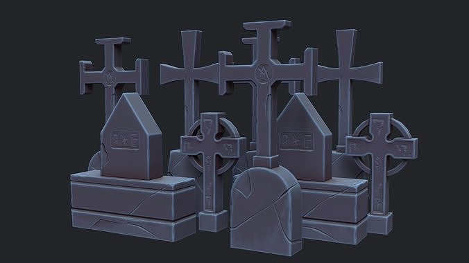 3D model Tombstone gravestones and crosses VR / AR / low-poly | CGTrader