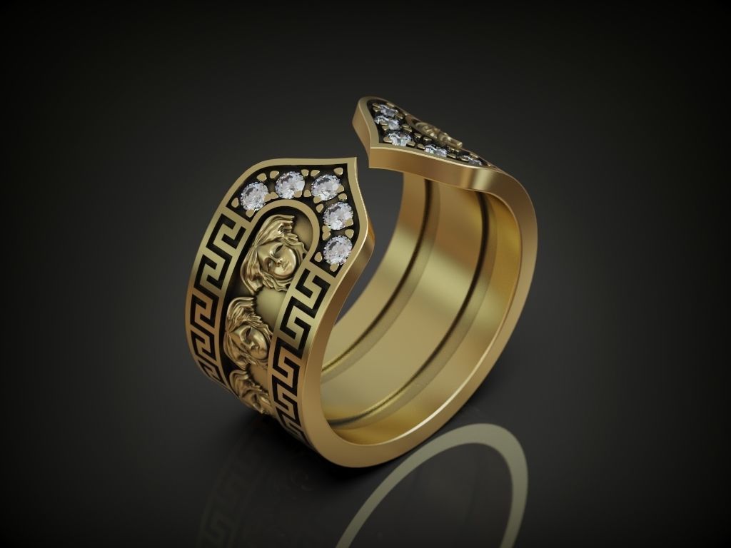 Ring meander Gorgon Medusa adjustable diamond ring for women 3D model ...