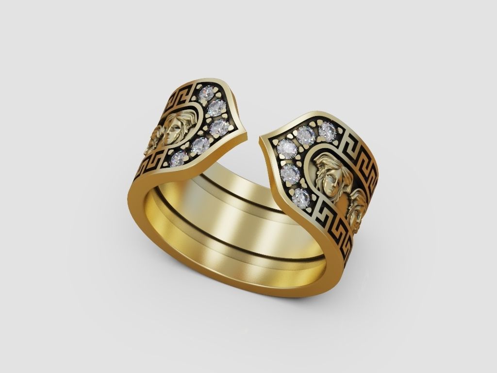 Ring meander Gorgon Medusa adjustable diamond ring for women 3D model ...