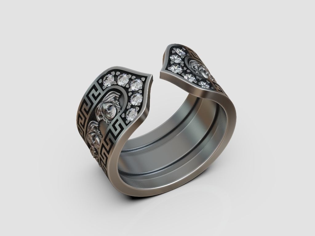 Ring meander Gorgon Medusa adjustable diamond ring for women 3D model ...
