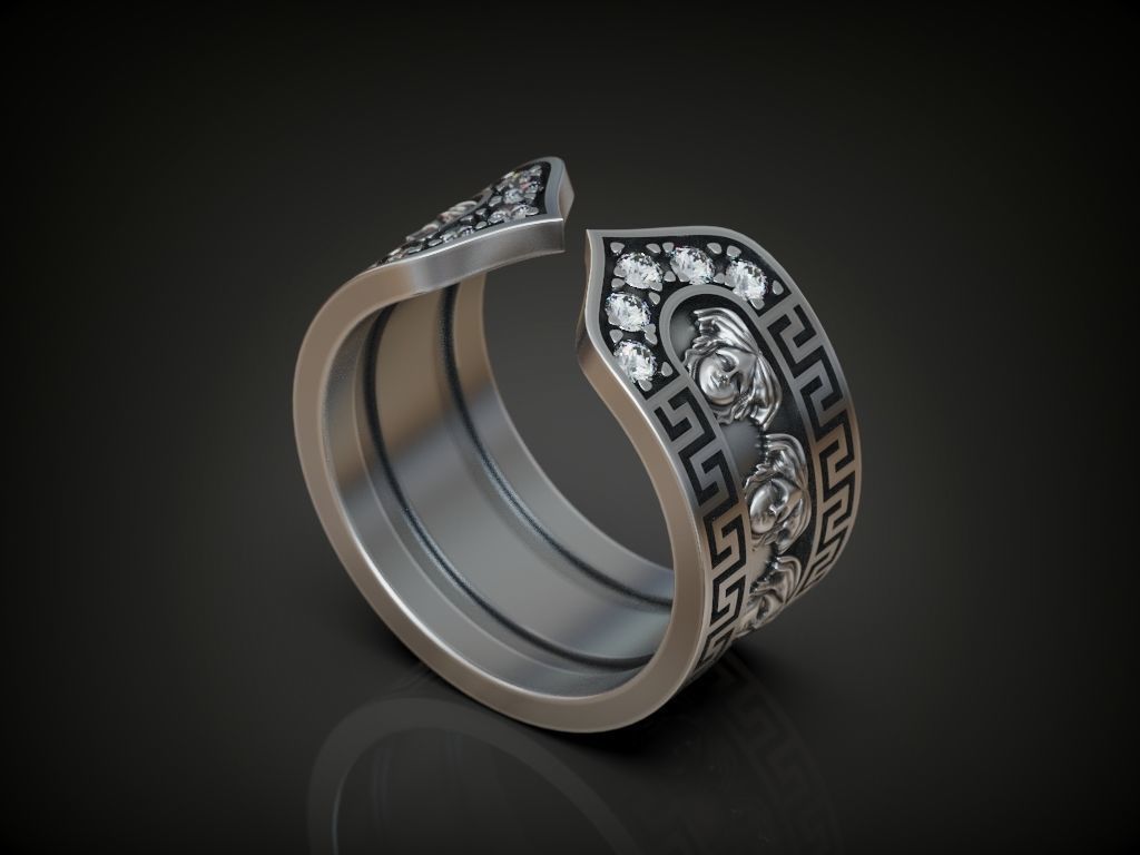 Ring meander Gorgon Medusa adjustable diamond ring for women 3D model ...